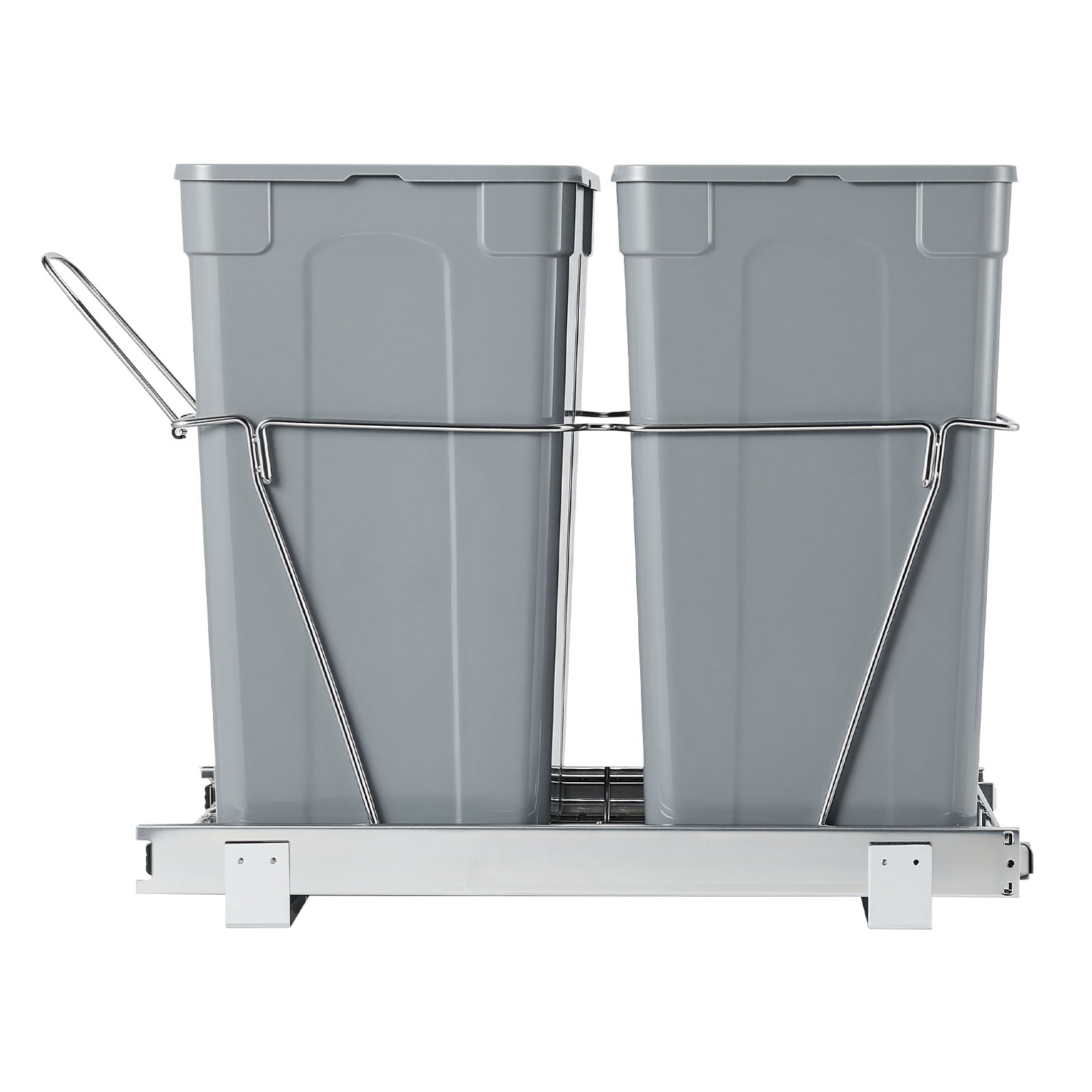 KFFKFF Kitchen Cabinet Pullout Waste Bins, 35 QT x2 Dual Under Sink ...