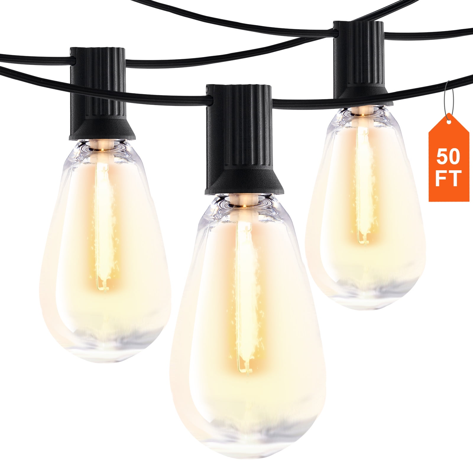 KFFKFF LED Exterior Illumination Strings, 50FT, 2700K Adjustable ...