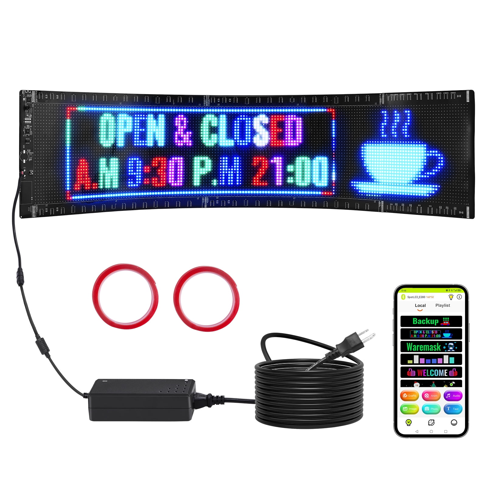 KFFKFF LED Message Board, P5 Full Color Scrolling Display, Customizable ...