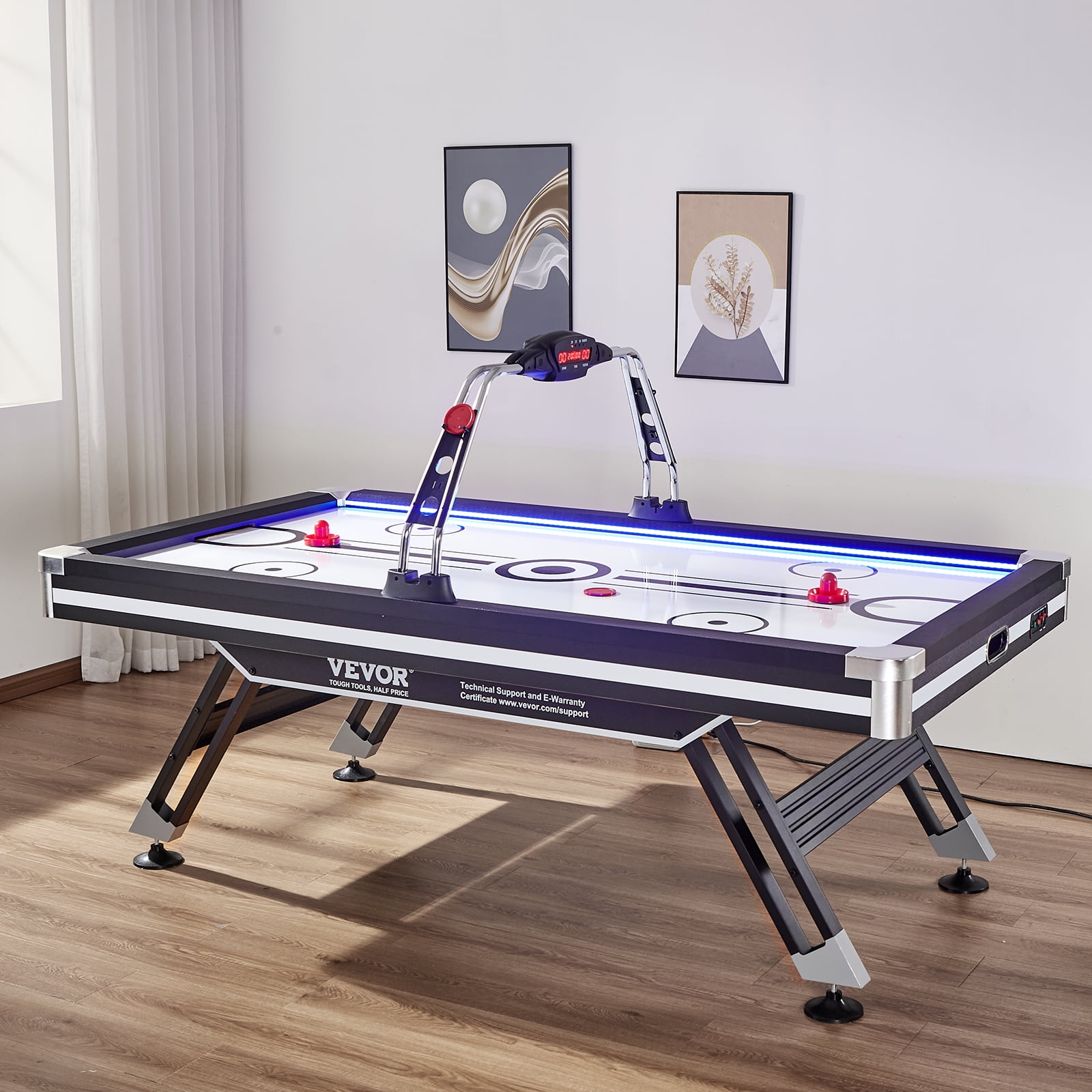 KFFKFF LED Scoring Air Hockey Table, MDF Board Metal Black/White ...