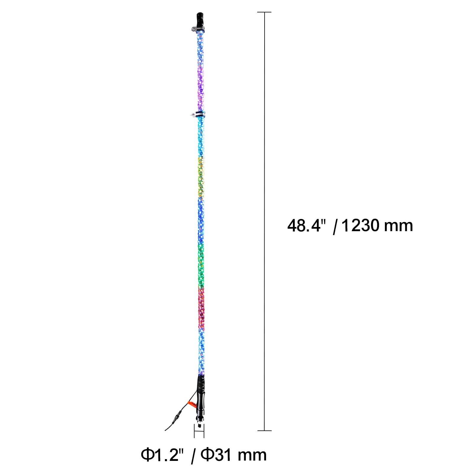 KFFKFF LED Whip Light 2PCS 4FT RGB Spiral Antenna Light Remote App ATV ...