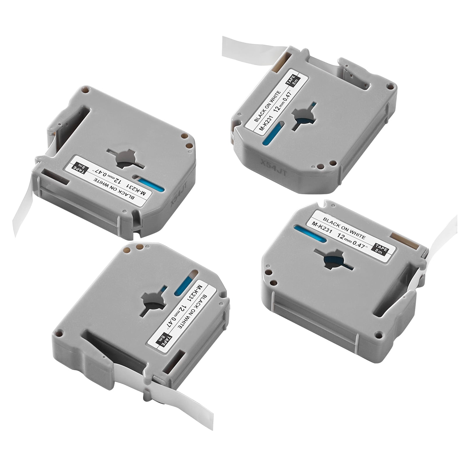 KFFKFF Label Maker Tape, 4 Pack, 0.47 in / 12 mm Black on White Label ...
