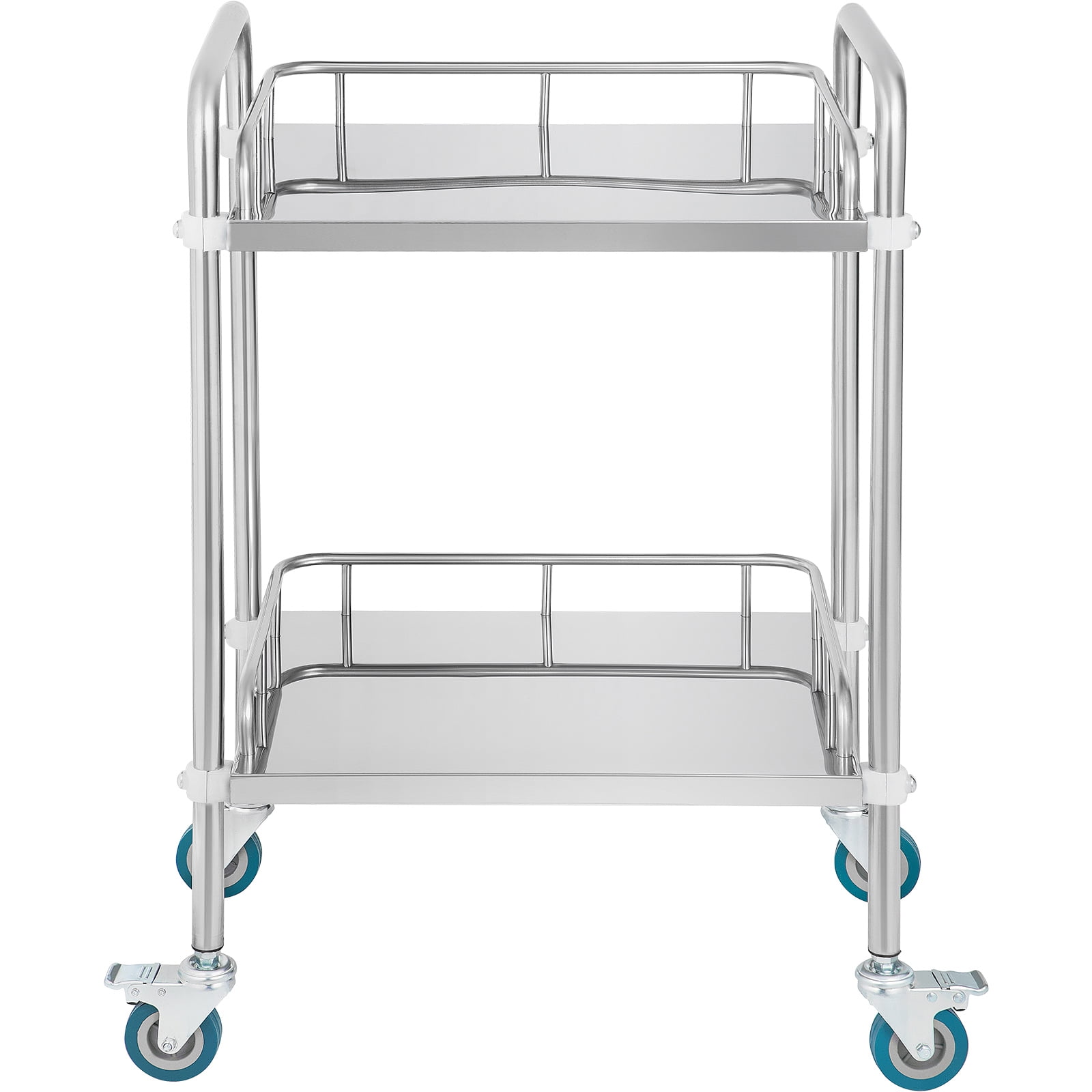 KFFKFF Laboratory Mobile Trolley, Dual-Shelf Metallic Transport Trolley ...
