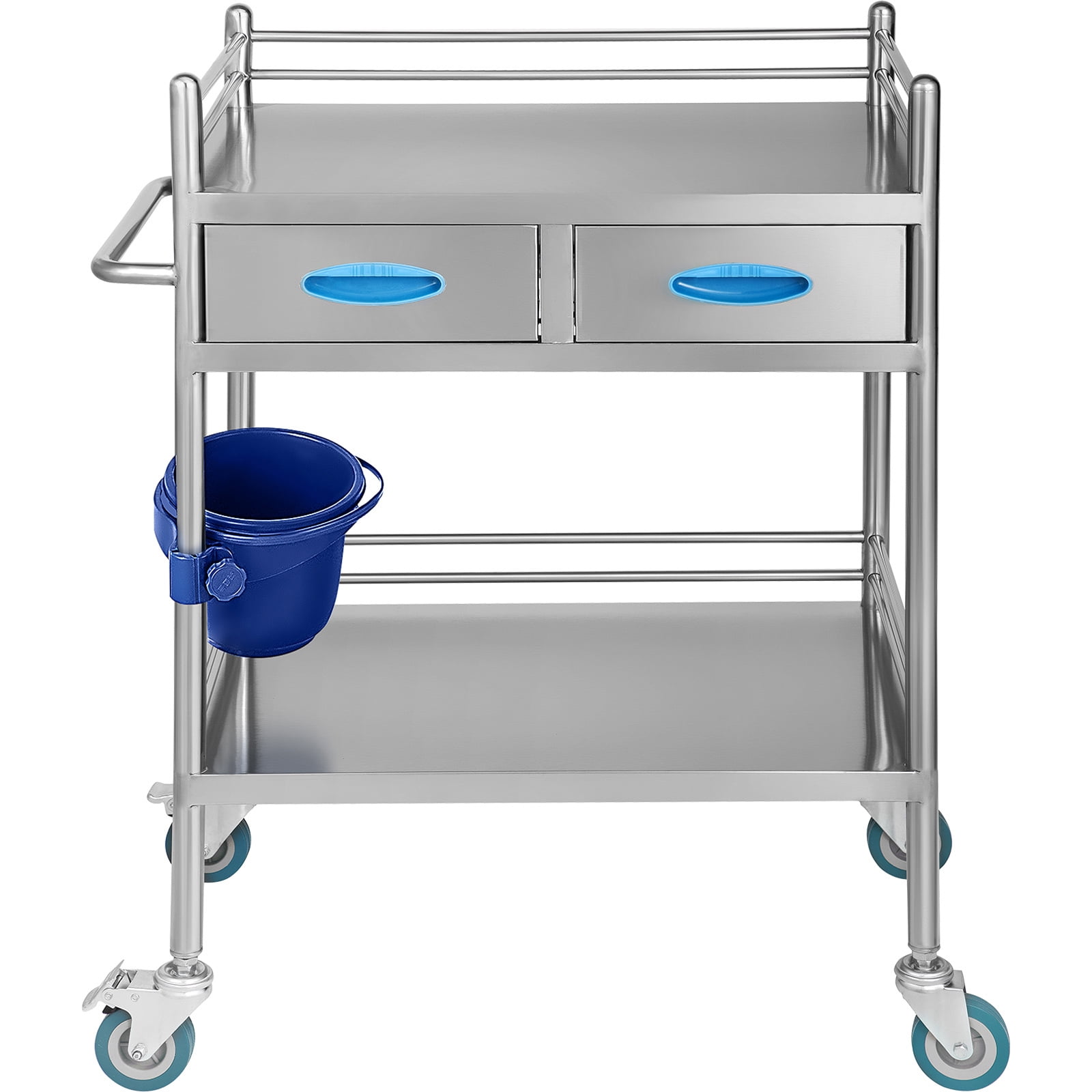KFFKFF Laboratory Service Trolley, Dual-Tiered Stainless Steel Mobile ...