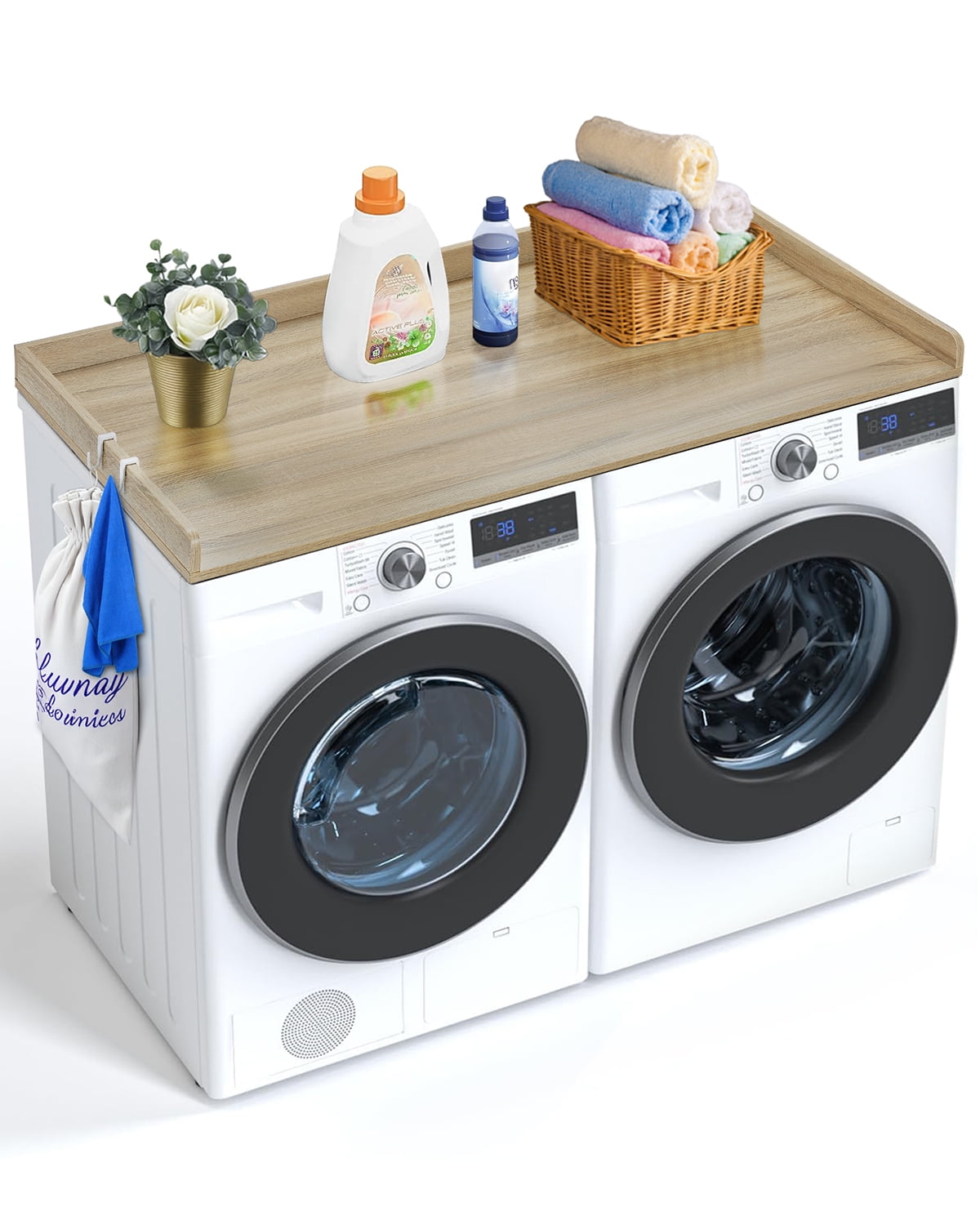 KFFKFF Laundry Machine Countertop, 54" x 27" Timber Constructed Washer ...