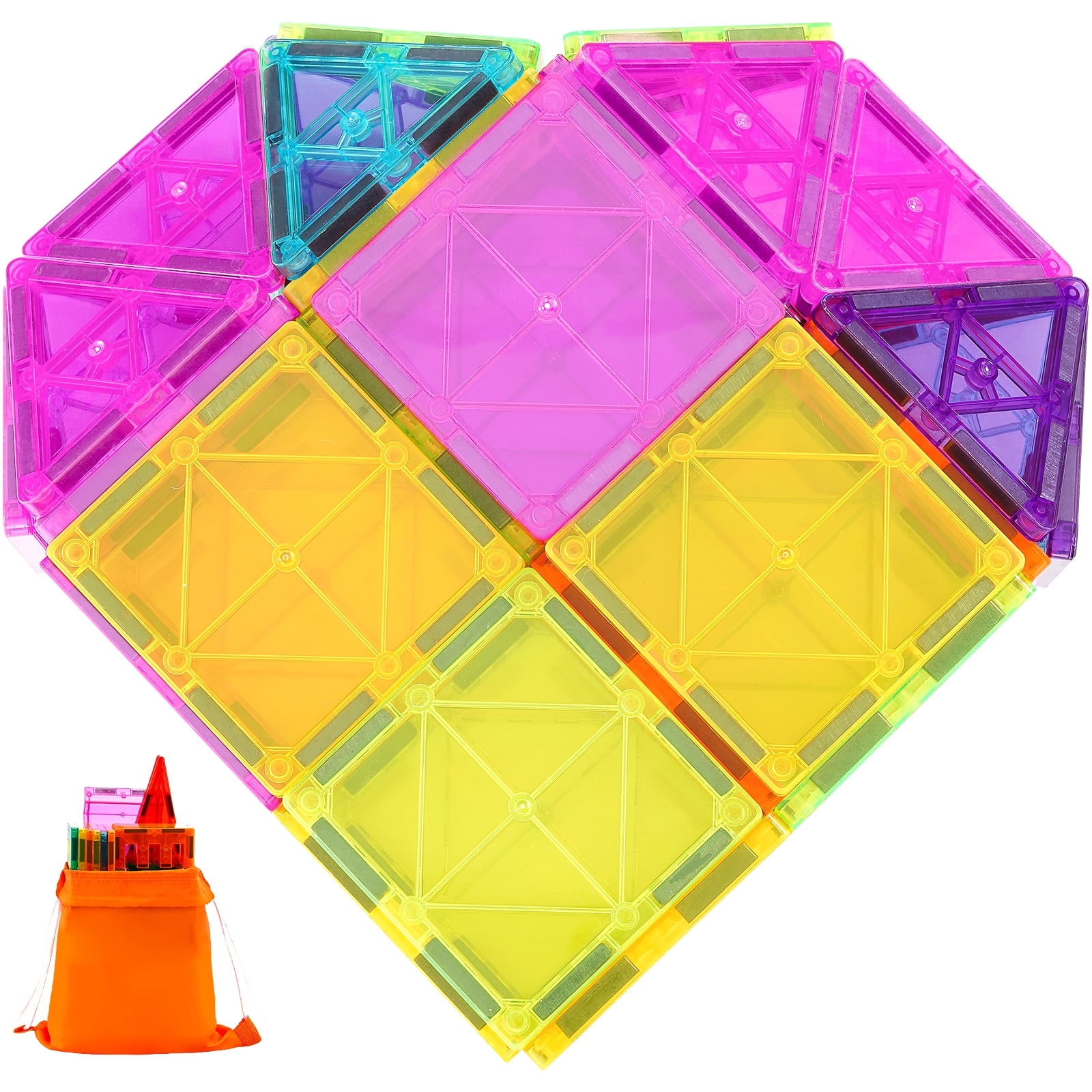 KFFKFF Magnetic Pieces, Set of 55, Kids' Magnetic Construction Blocks ...