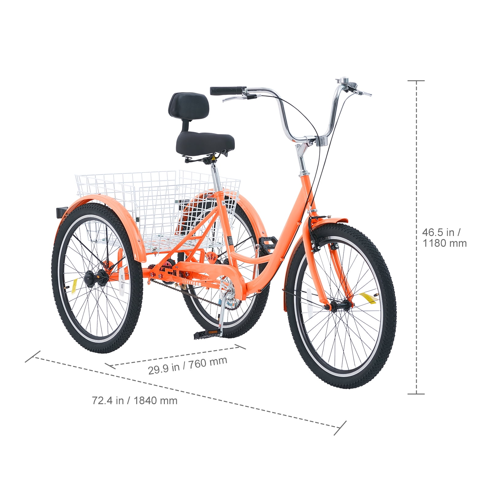 KFFKFF Mature Trike, 26 Inch Triple-Wheeled Cycles, Trio Wheel Bicycles ...
