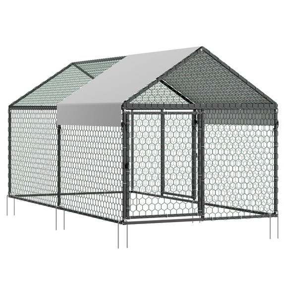 KFFKFF Metal Chicken Coop for 4-6 Chickens, 3.3 x 6.6 x 3.3 ft, Compact ...