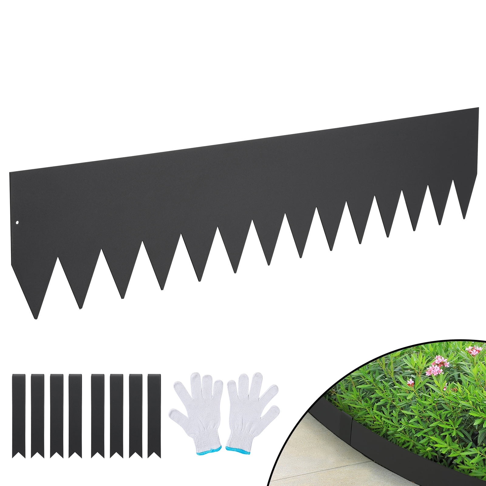 KFFKFF Metal Garden Border, Set of 6, 40" L x 8" H Steel Landscaping ...