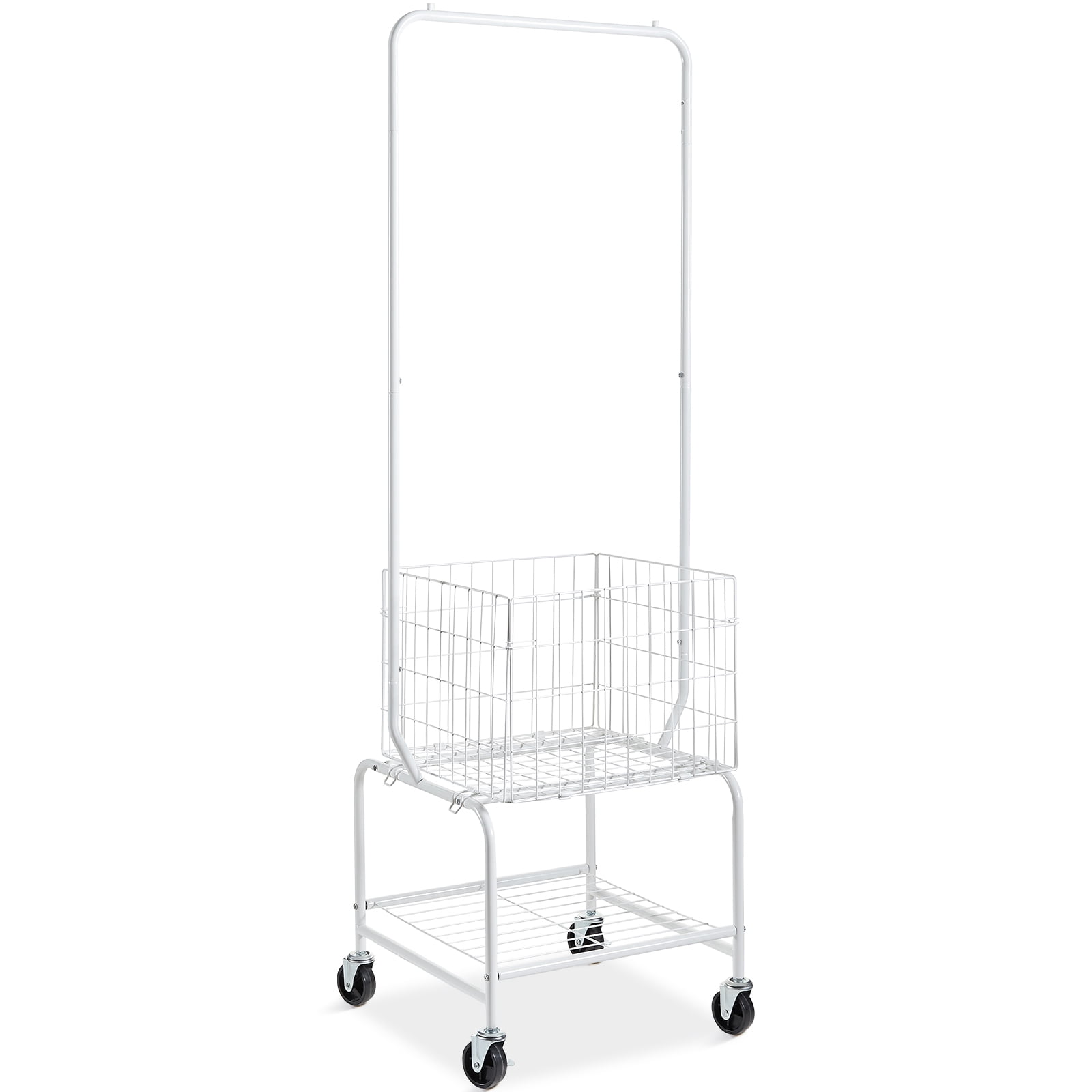 KFFKFF Laundry Cart, Laundry Basket with Wheel and Adjustable Clothes ...