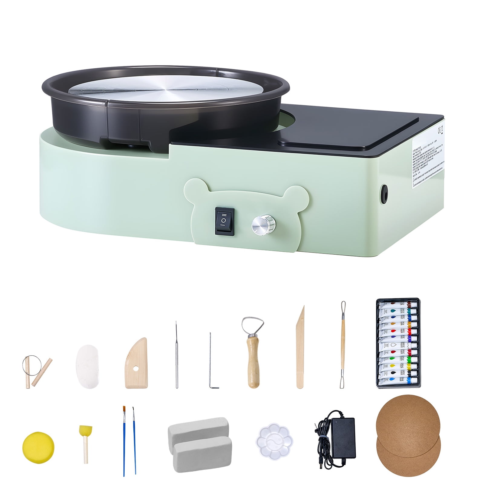 KFFKFF Mini Pottery Wheel, 6-Inch Turntable, Adjustable Speed, Forward ...