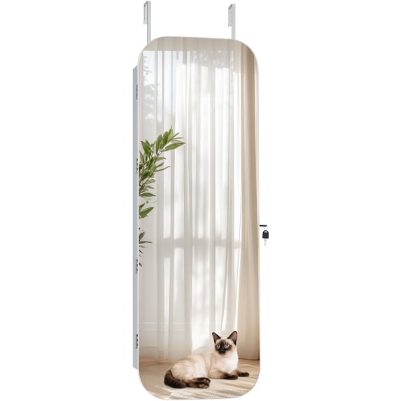 KFFKFF Mirror Jewelry Cabinet, 42.5-inch Tall, Full-Length Mirror with ...