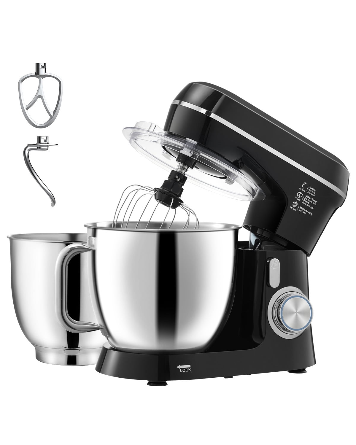KFFKFF Mixer Stand, Dual Stainless Steel Containers of 5.3QT and 4.4QT ...