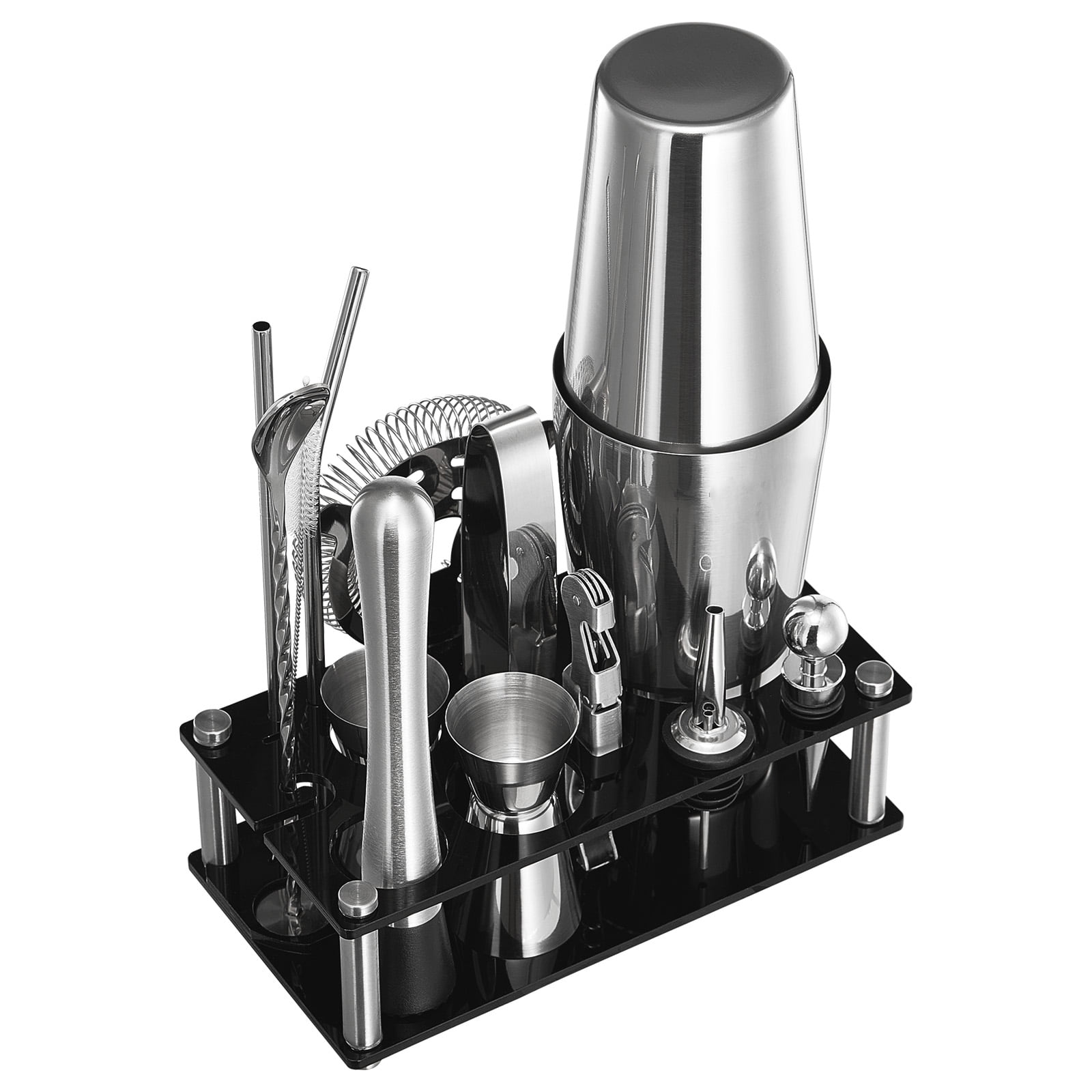KFFKFF Mixology Ensemble, 14-Component Metallic Beverage Implements ...