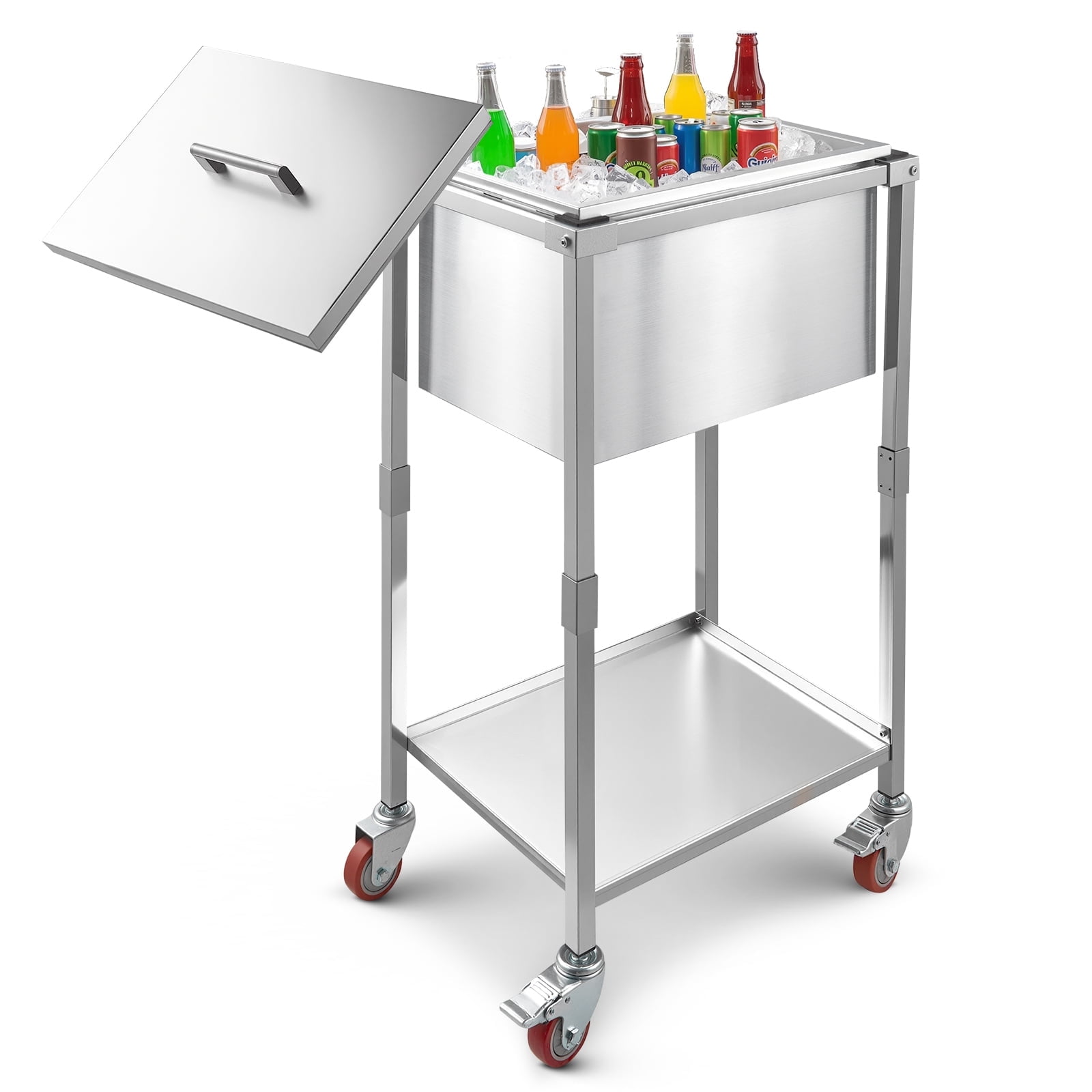 KFFKFF Rolling Cooler Cart for 32.8 Quart Cooler with Storage Shelf ...