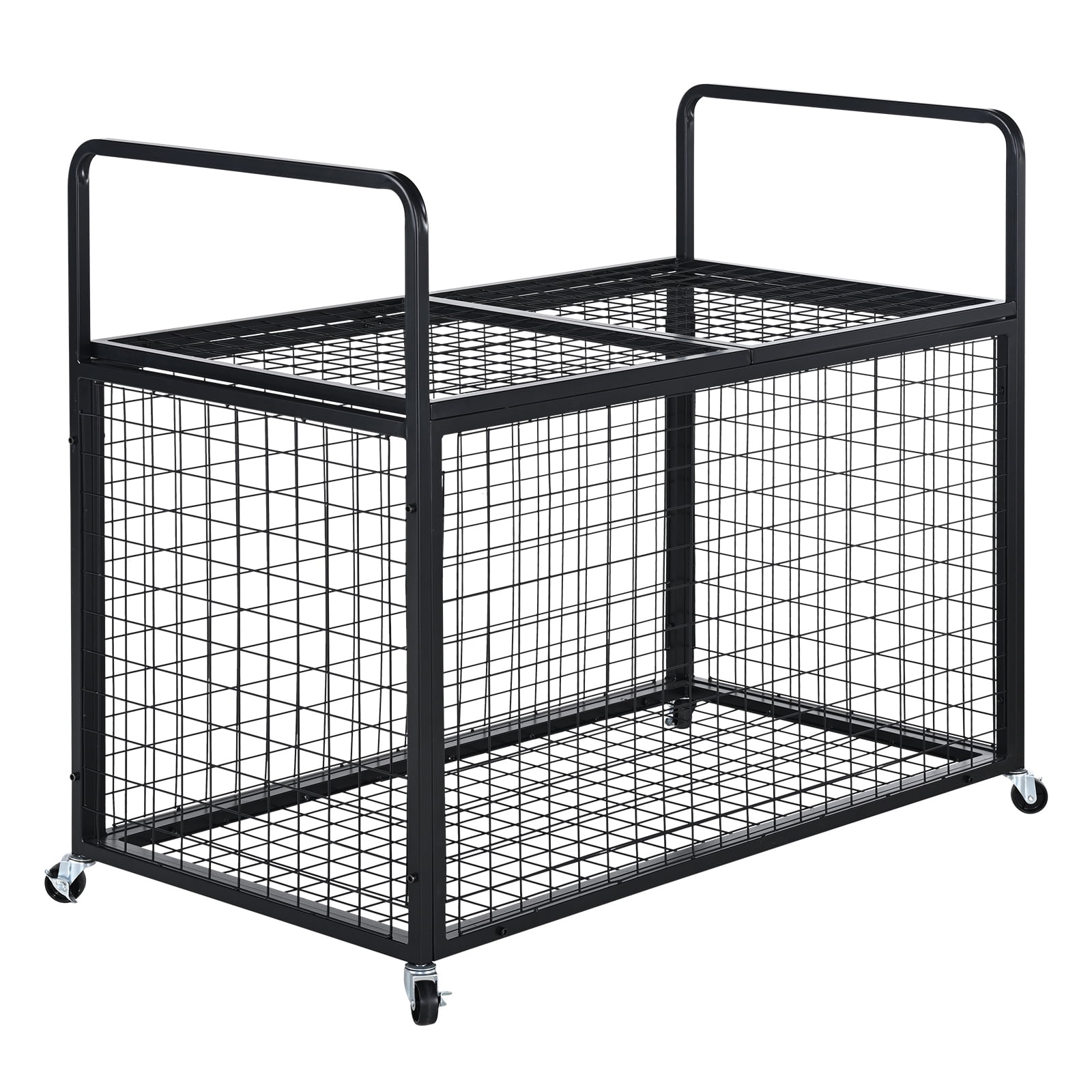 KFFKFF Mobile Sports Ball Cage, Secure Double-Top Basketball Storage ...