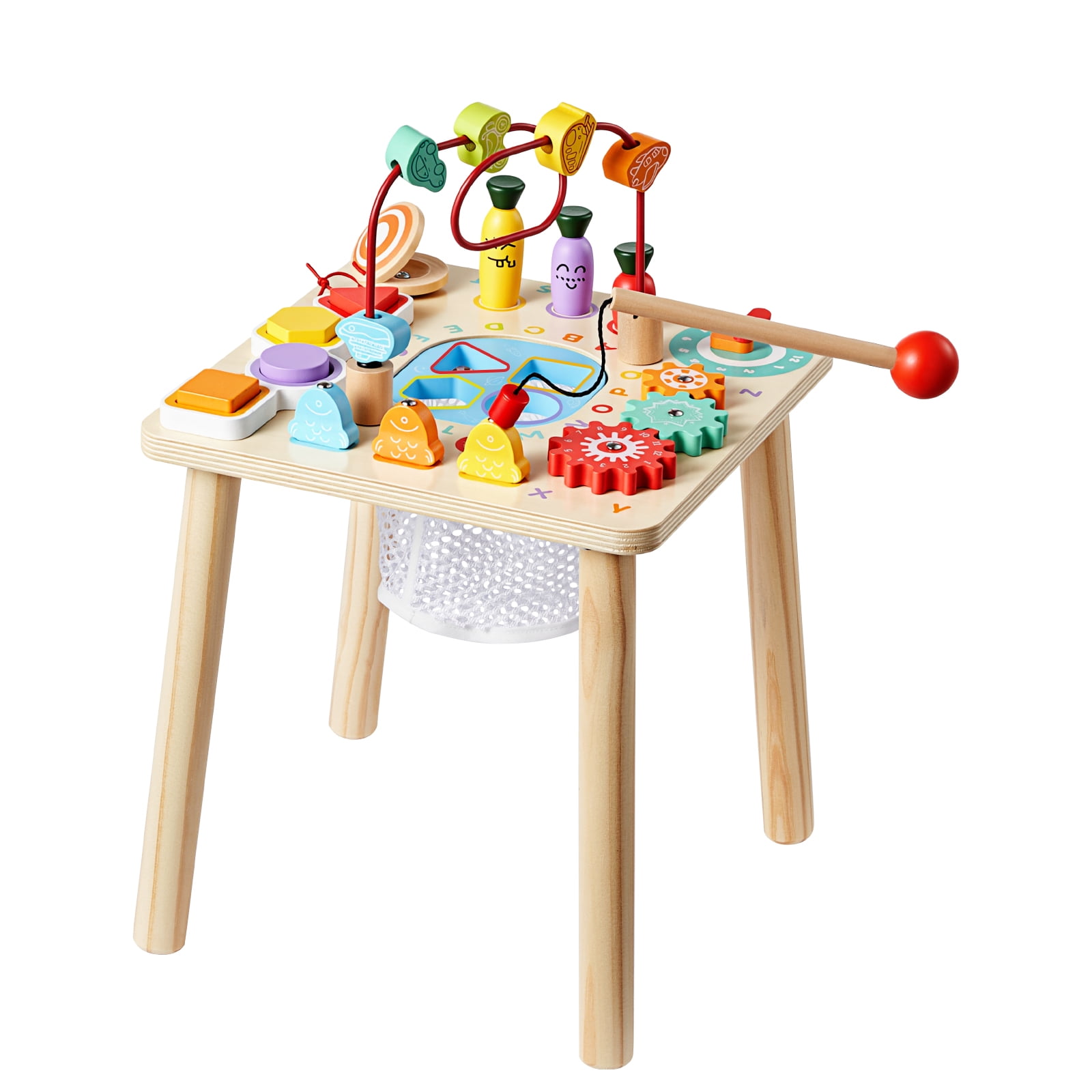 KFFKFF Montessori Activity Table for Toddlers Aged 1-3, 8-in-1 Wooden ...