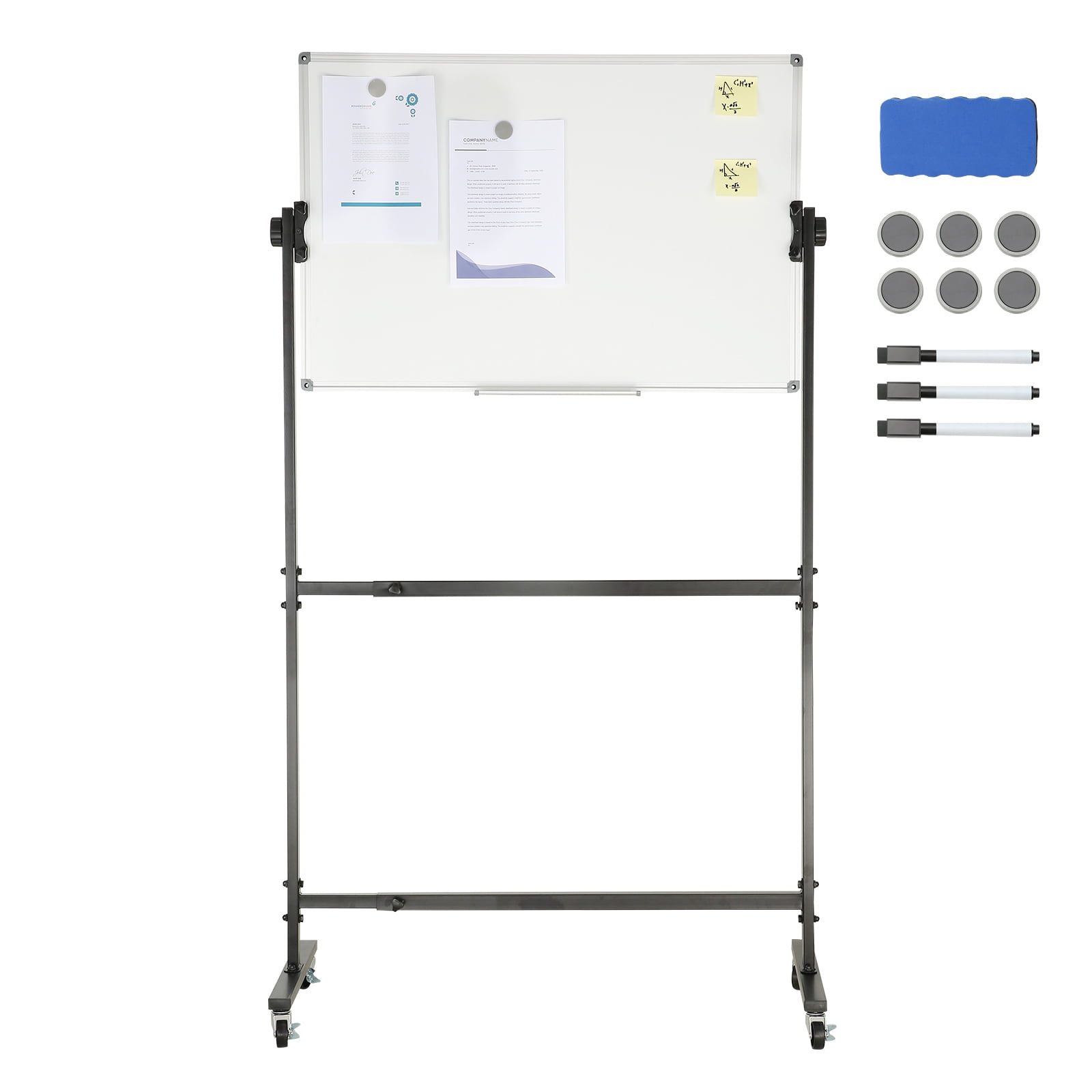 KFFKFF Movable Magnetic Whiteboard, Dual-faced Mobile Dry Erase Board ...