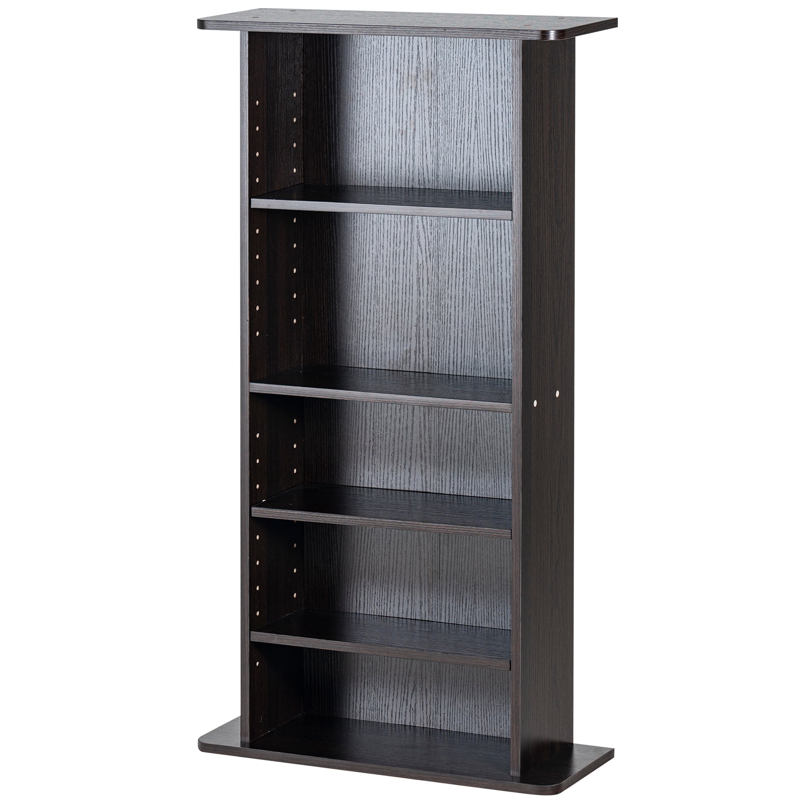 KFFKFF Multimedia Storage Tower, Espresso Finish, 5-Tier Shelf for 240 ...