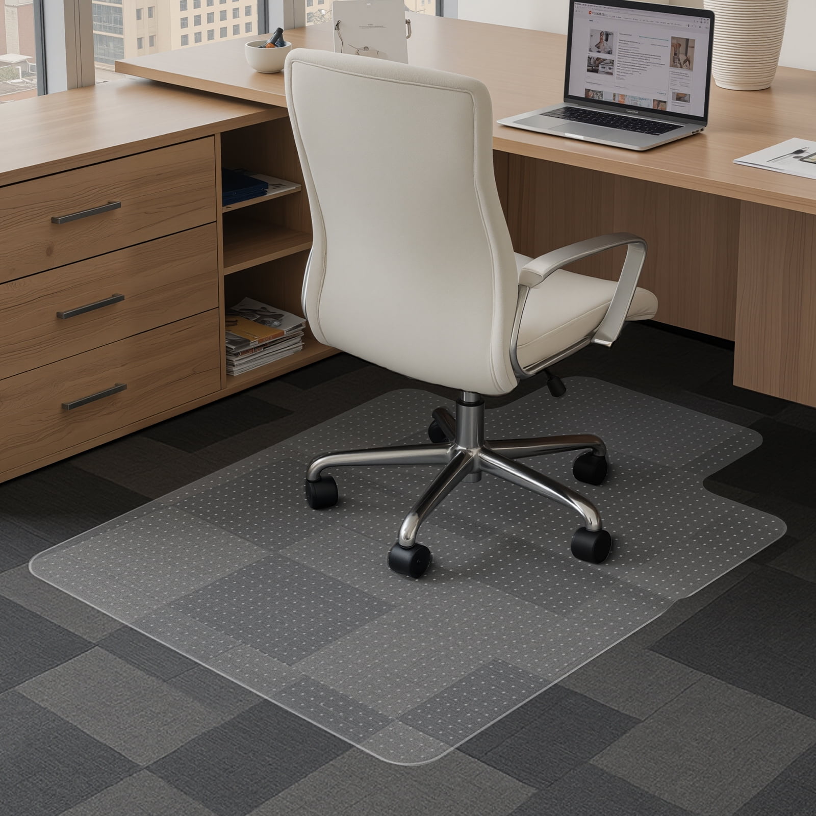 KFFKFF Office Chair Mat with Lip, 36 x 48-inch Clear Floor Mat for ...