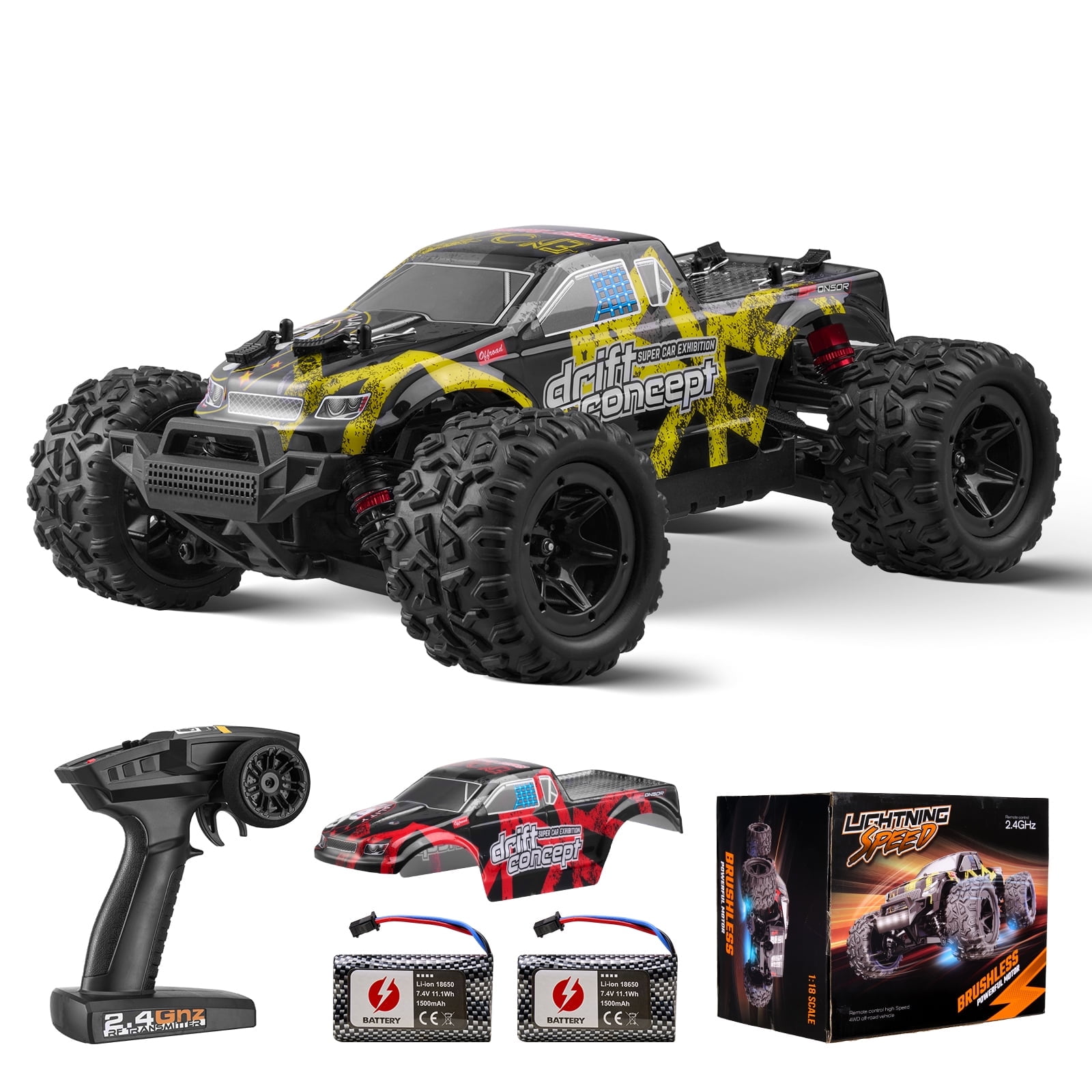 KFFKFF Operated Vehicle, 1:18 Proportional Toy Car for Children, 4WD ...
