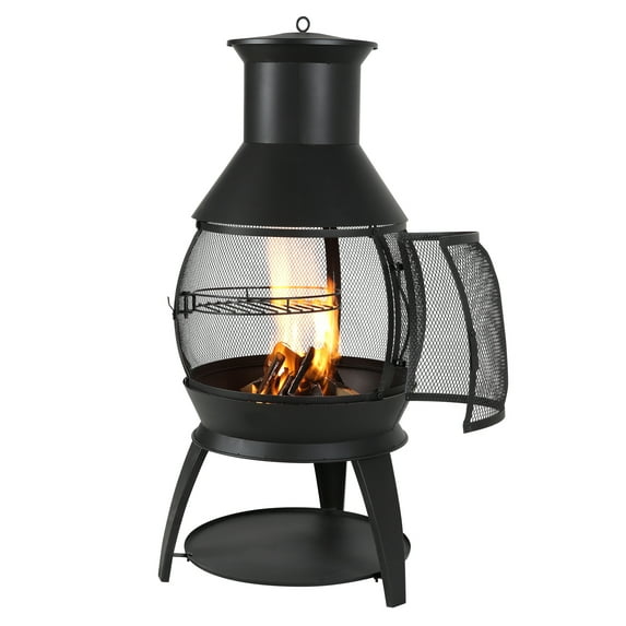 KFFKFF Outdoor Fire Pit, 22 Inch Spherical Wood-Burning Chiminea, BBQ ...