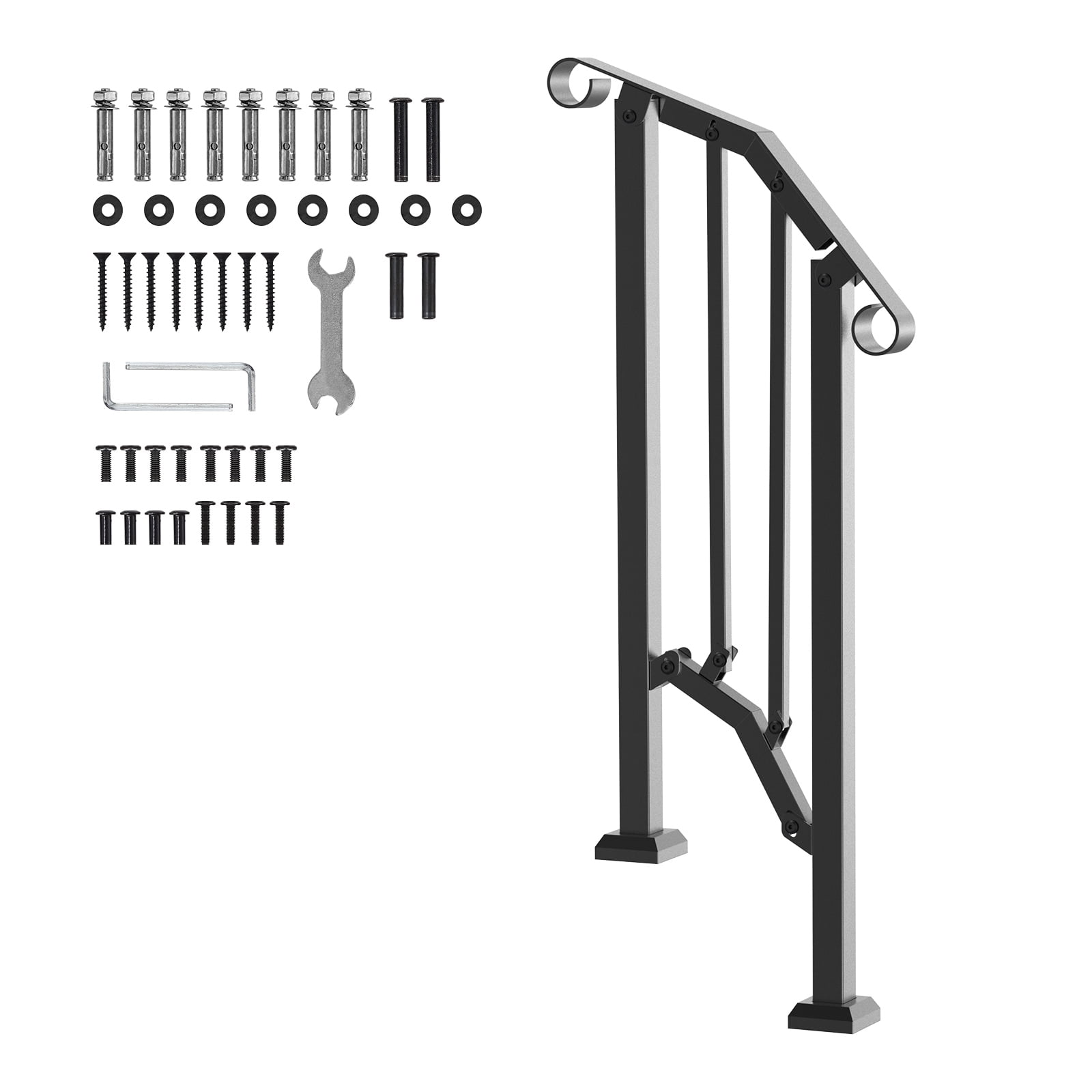 KFFKFF Outdoor Handrails for 1-2 Steps, Stair Hand Rail Kit with ...