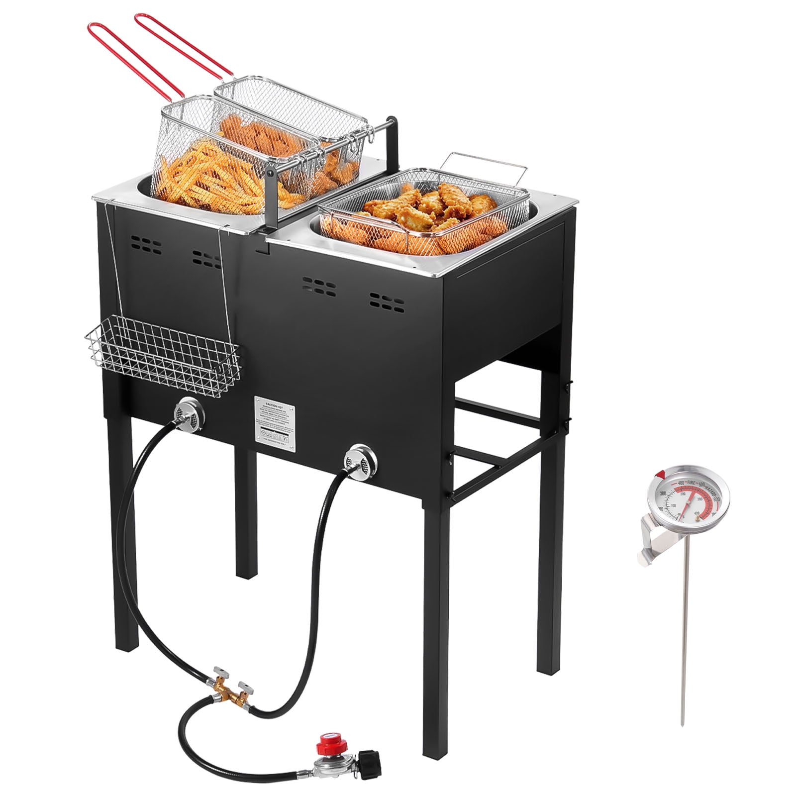 KFFKFF Outdoor Propane Deep Fryer, Dual-Tank 16QT x 2 Large Capacity ...