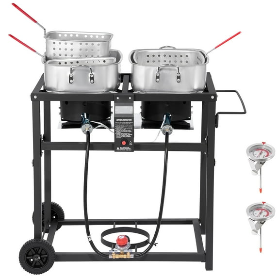 KFFKFF Outdoor Propane Deep Fryer, Dual-Tank 18QT x 2 Commercial Fryer ...