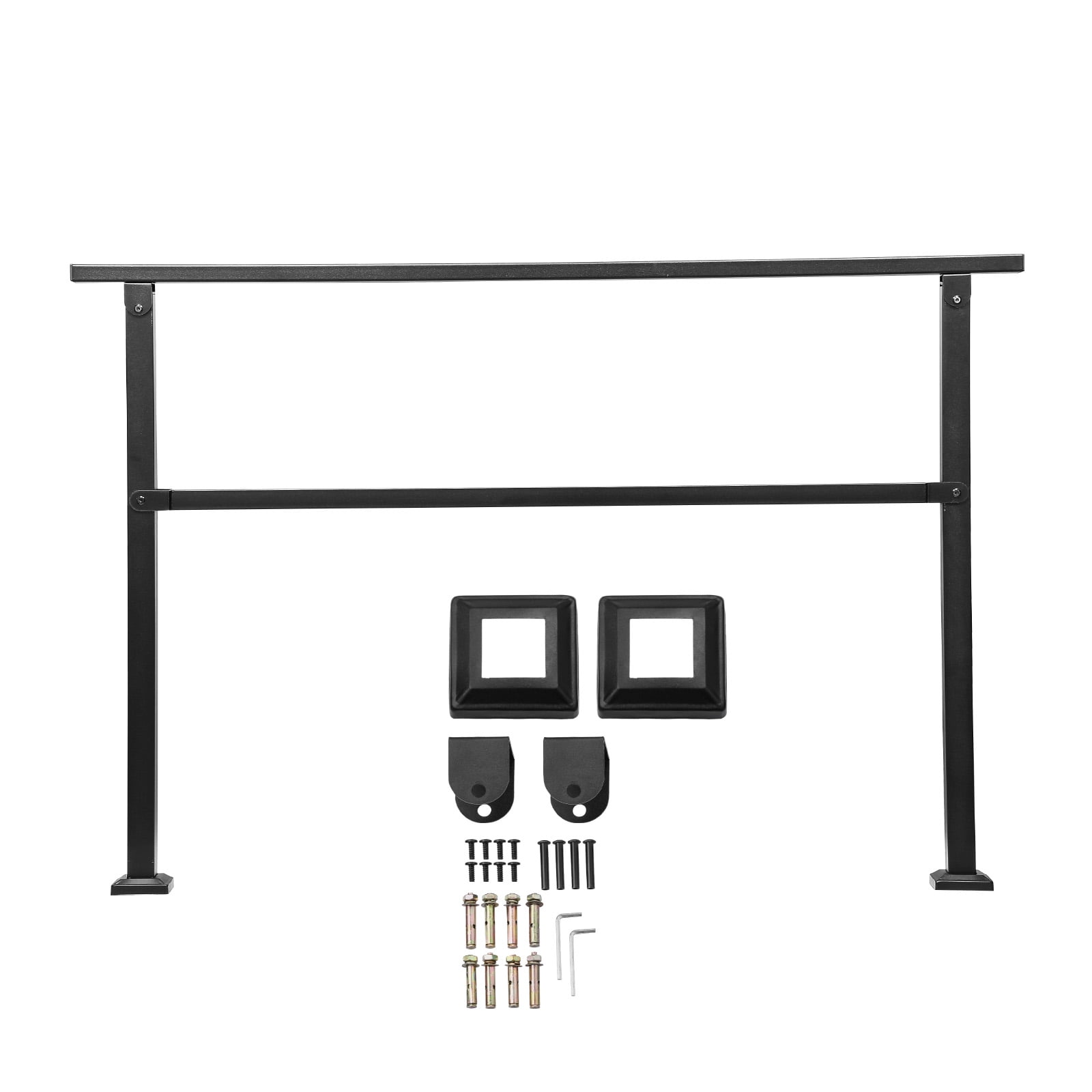 KFFKFF Outdoor Stair Handrails for 4-5 Steps, Black Square Tube Design ...
