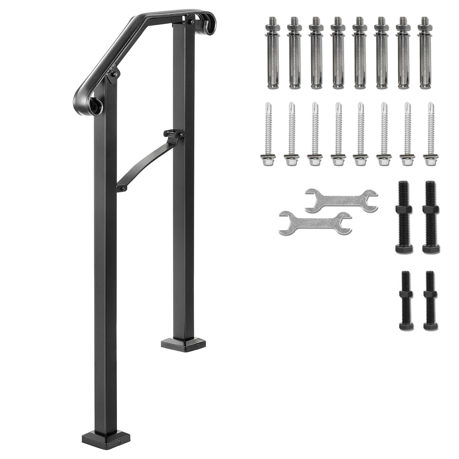 KFFKFF Outdoor Step Handrails, Suitable for 1 or 2 Steps, Arch#1 Forged ...