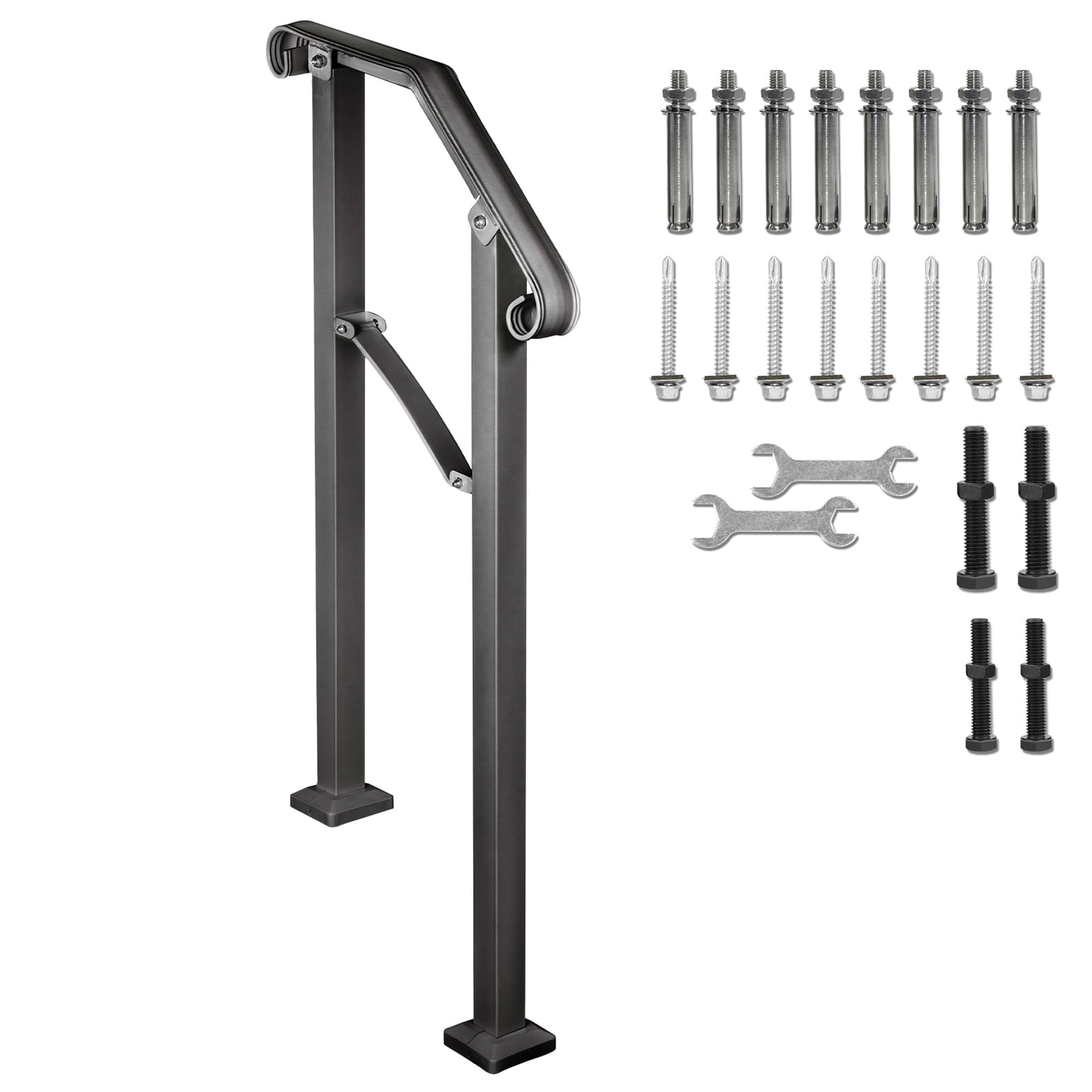 KFFKFF Outdoor Step Handrails, Suitable for 2 or 3 Steps, Arch#2 Forged ...