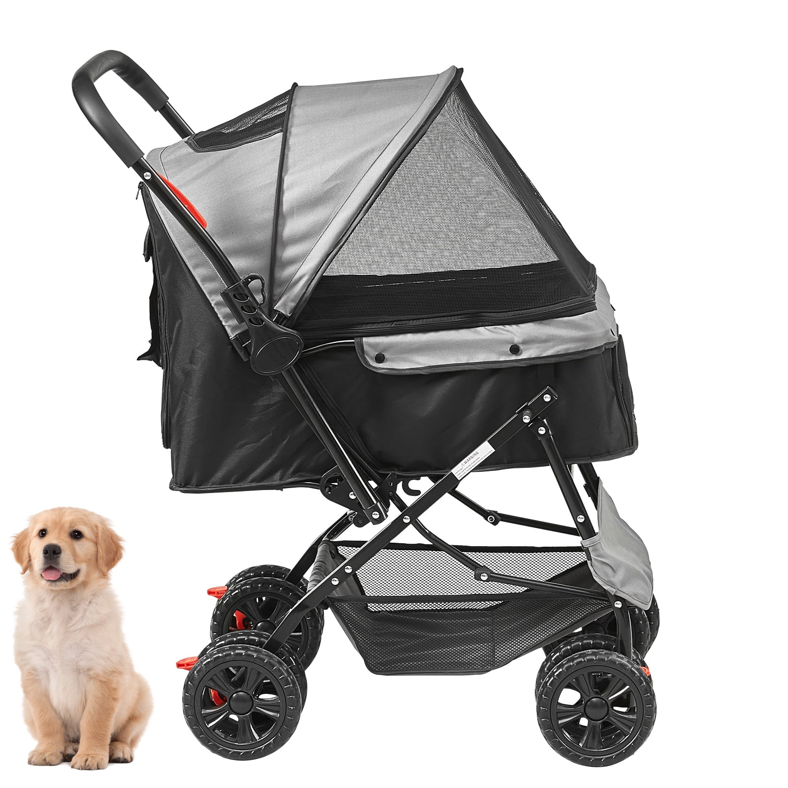 KFFKFF Pet Carrier on Wheels, 4-Wheel Rotating Dog Cart with Braking ...