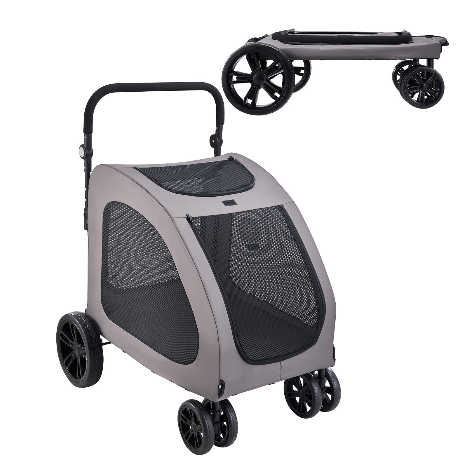 KFFKFF Pet Stroller, Portable 4-Wheels Dog Stroller Carrier 160lbs ...