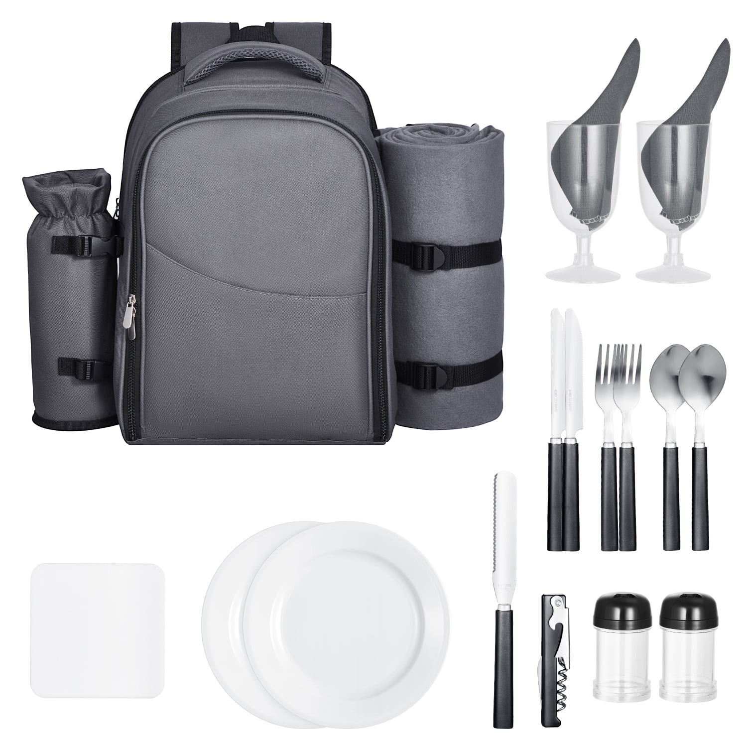 KFFKFF Picnic Backpack with Insulated Cooler, 2-Person Bag Featuring ...