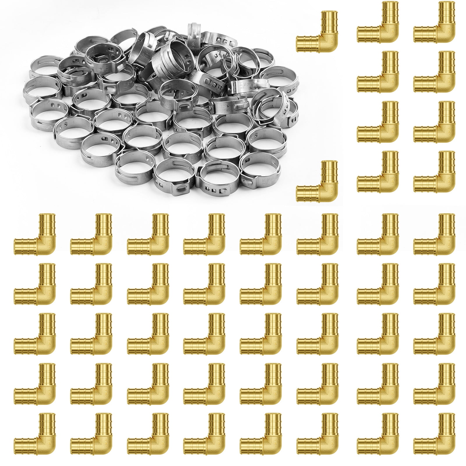 KFFKFF Pipe Accessories, 1/2" 50 Units Brass Pipe Accessories, Clamp ...