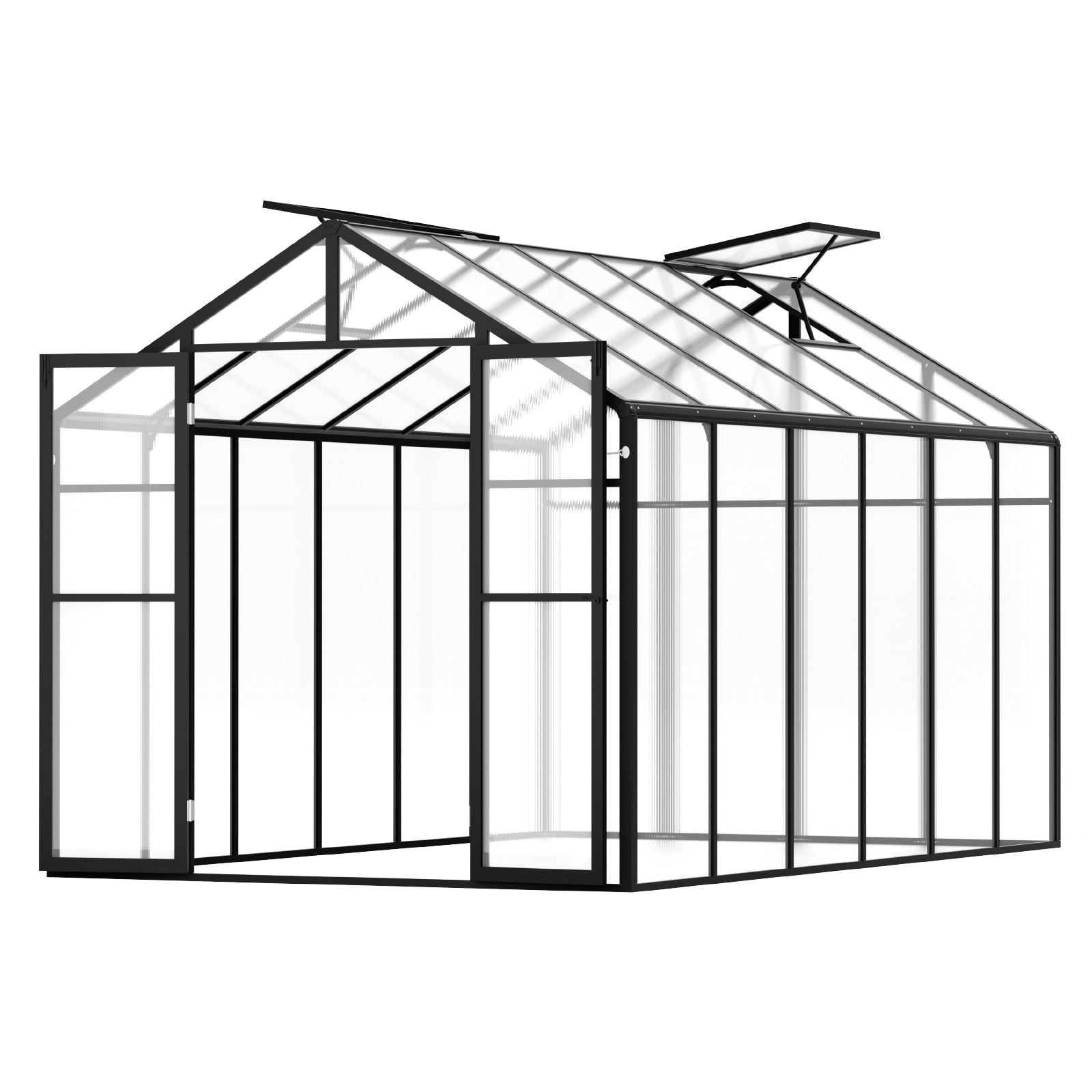KFFKFF Polycarbonate Greenhouse, 8x12 Ft, Exterior Greenhouse with Dual ...