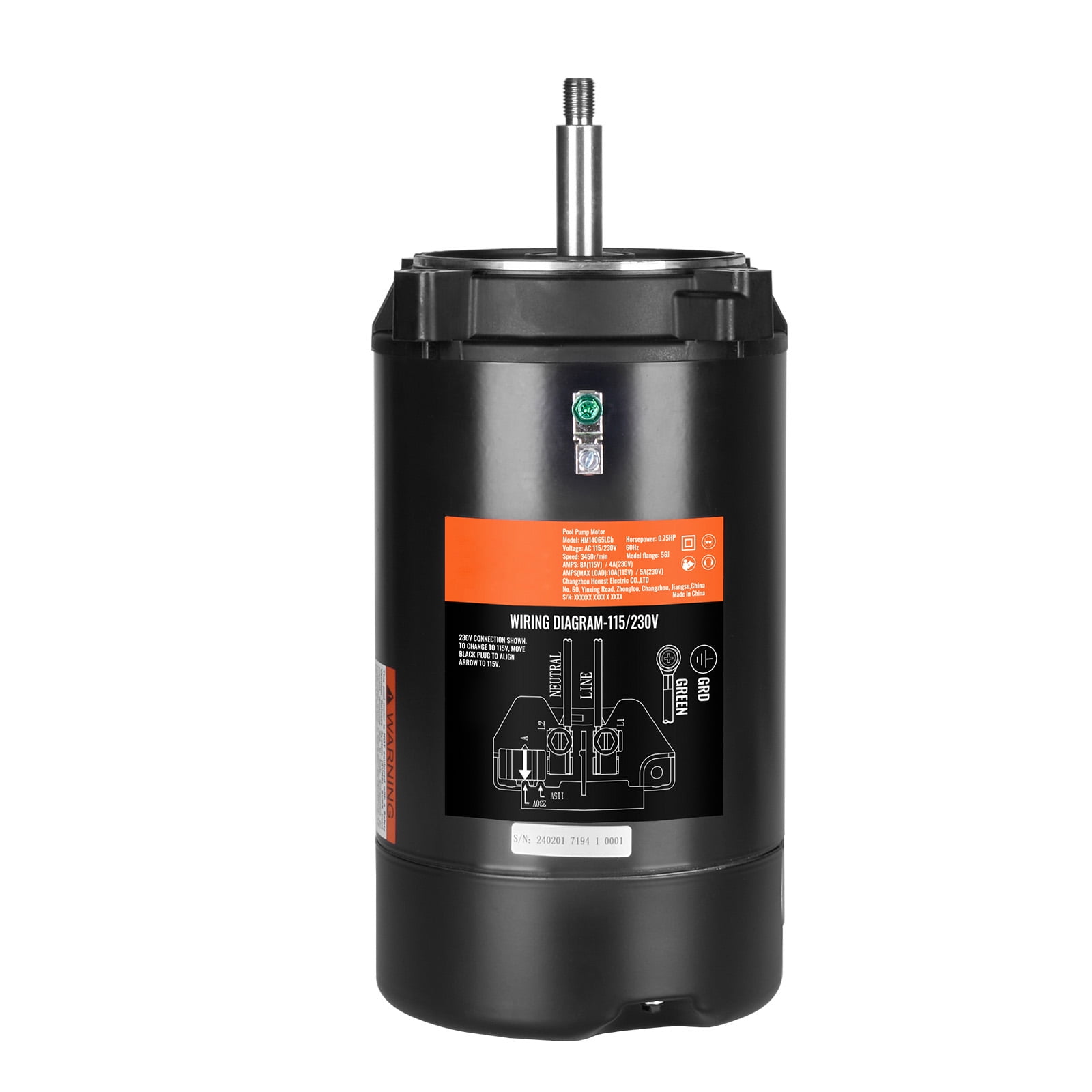 KFFKFF Pool Pump Motor with 0.75 HP, Constructed in a 56J Frame ...