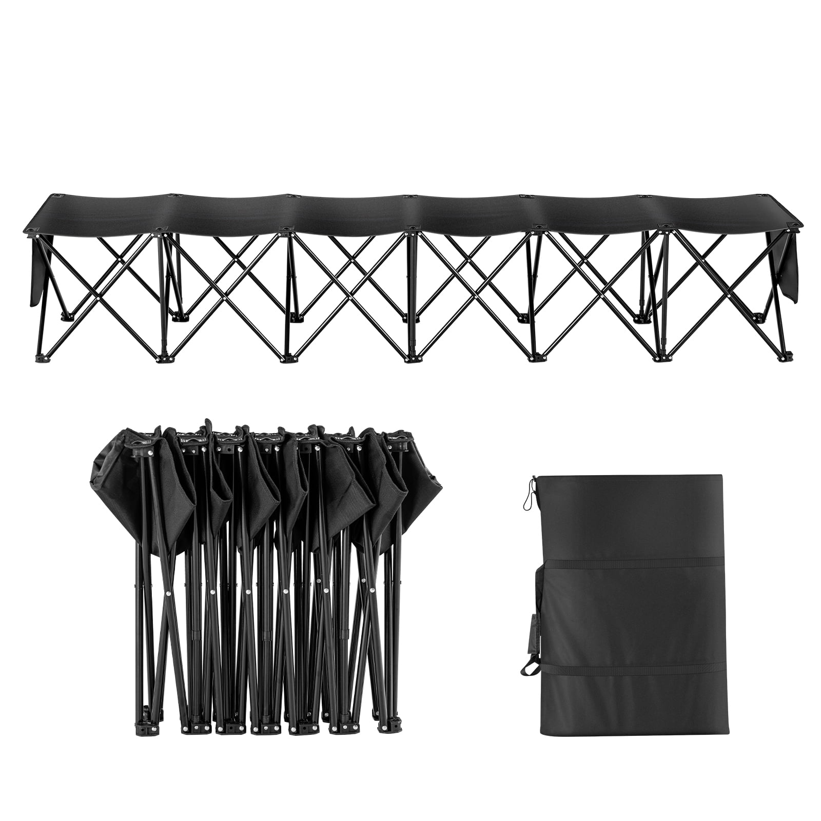 KFFKFF Portable Collapsible Bench, 6-Person Seating, Foldable Team ...