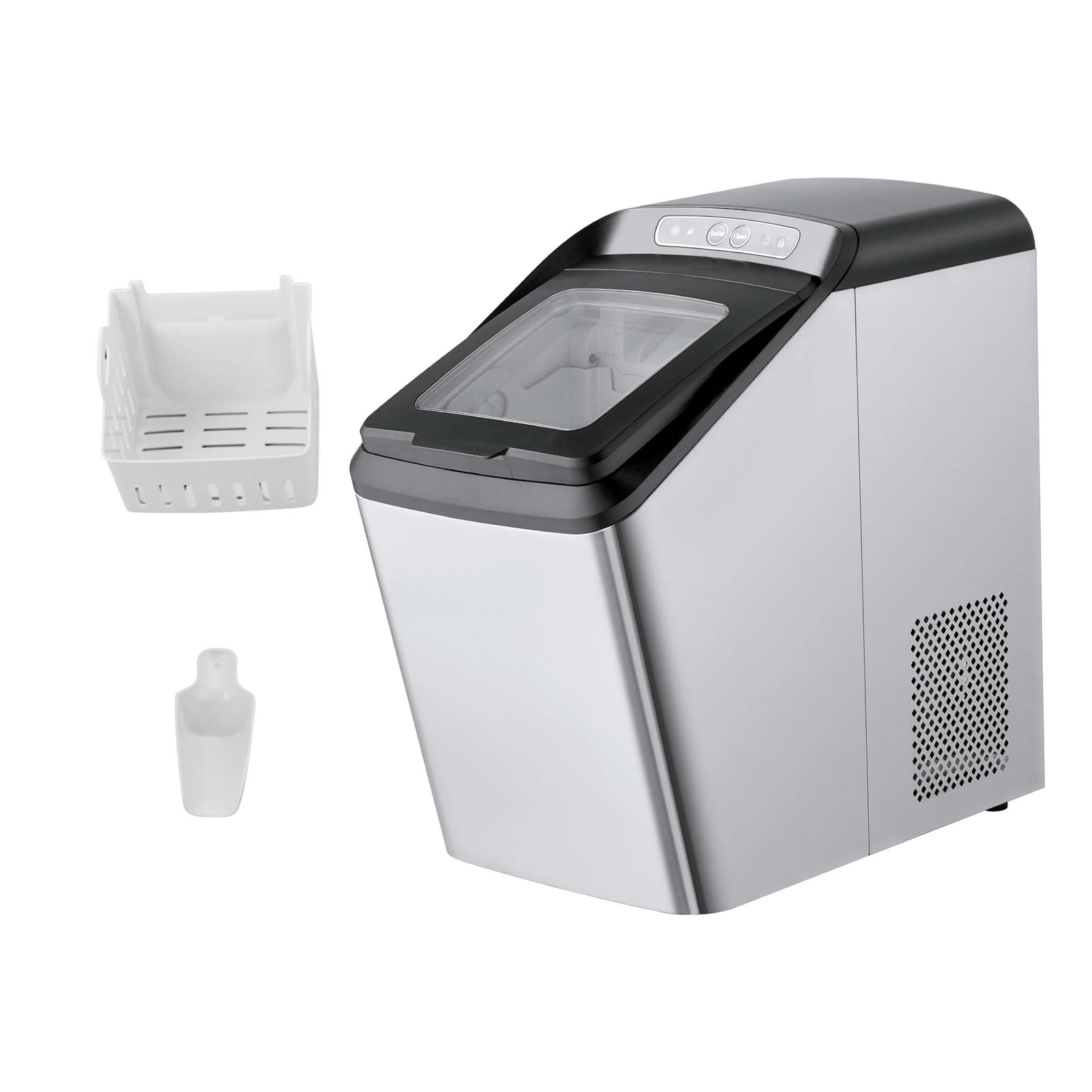 KFFKFF Portable Countertop Ice Maker 30lbs/24H Self-Cleaning with UV ...