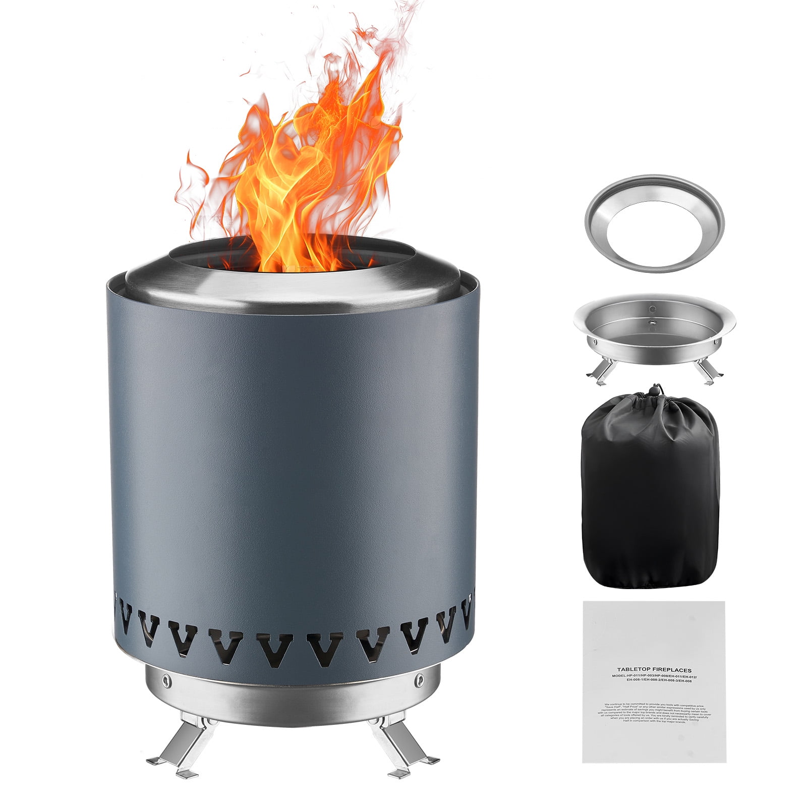 KFFKFF Portable Fire Pit, 6 inch Stainless Steel Indoor Outdoor ...