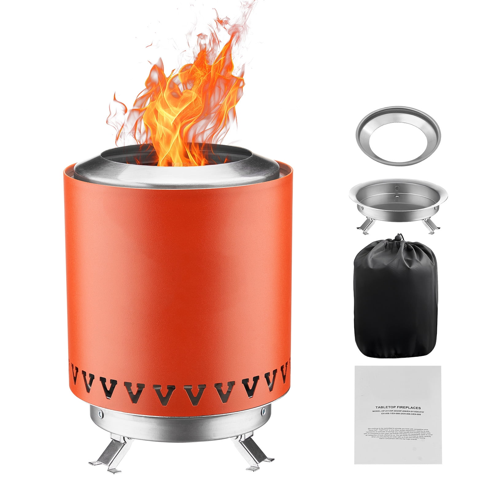 KFFKFF Portable Fire Pit, 6-inch Stainless Steel Indoor/Outdoor ...