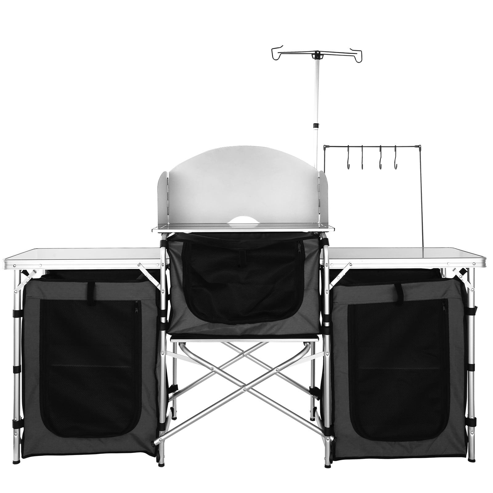 KFFKFF Portable Outdoor Kitchen, Collapsible Camp Cooking Station with ...