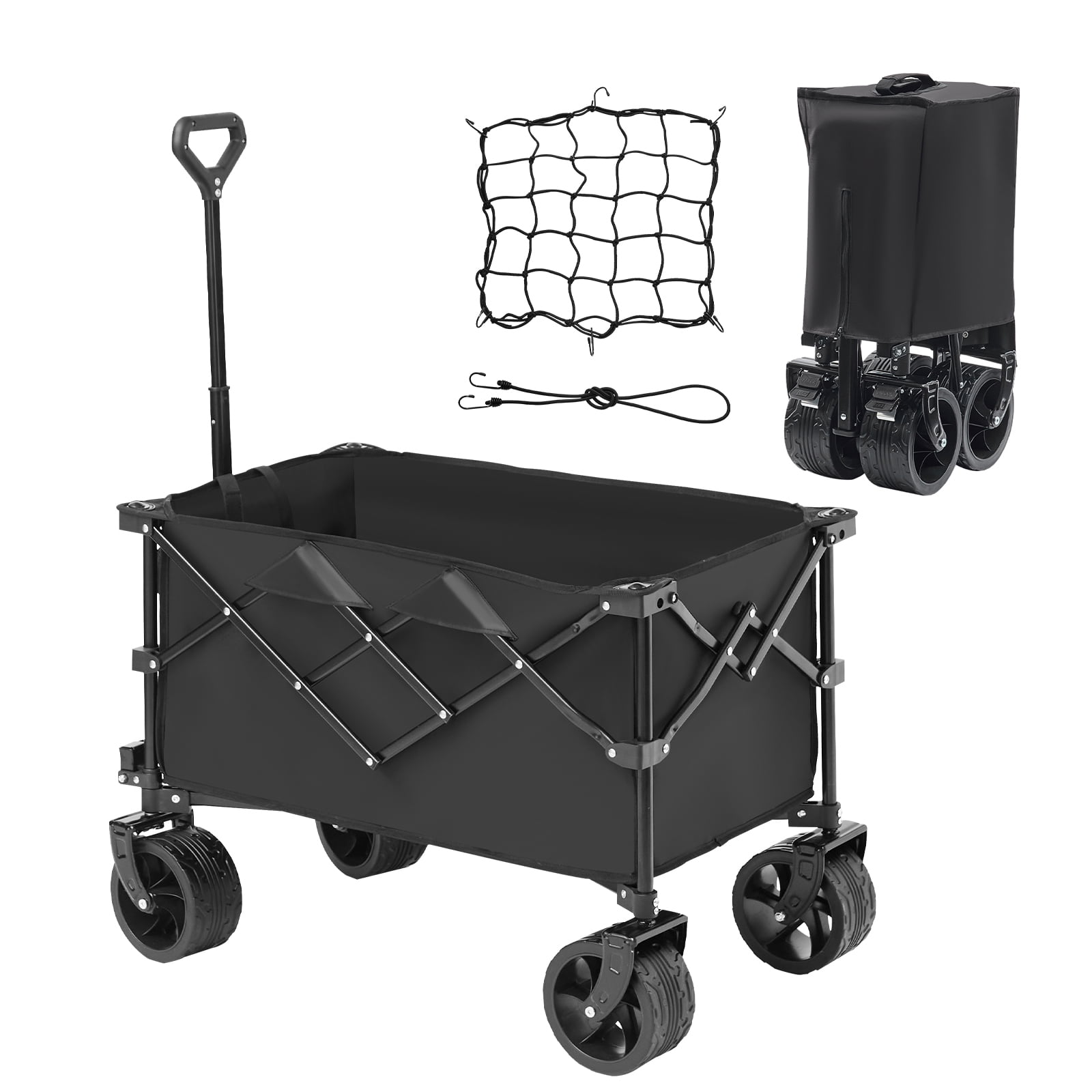 KFFKFF Portable Utility Wagon, 220L Capacity Cart with Rugged Wheels ...