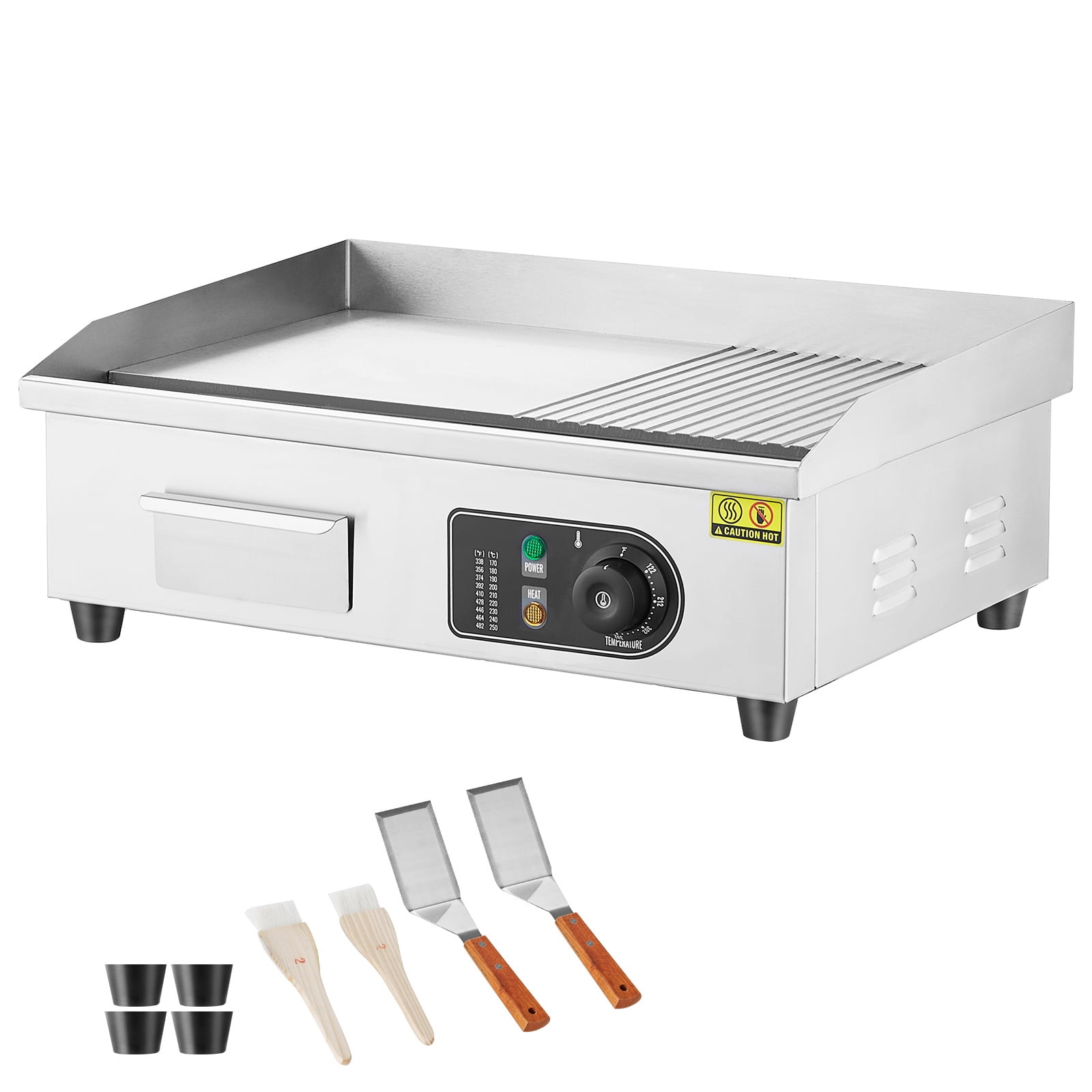 KFFKFF Electric Griddle, 22" 1600W Tabletop Semi-Flat Top Grill, 122 ...