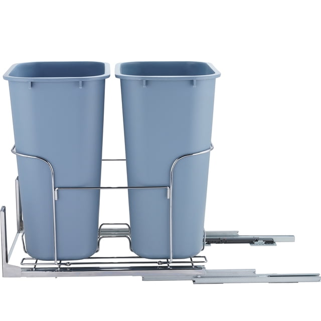 KFFKFF Pull-Out Trash Can Double Pullout Waste Container Kitchen Trash ...