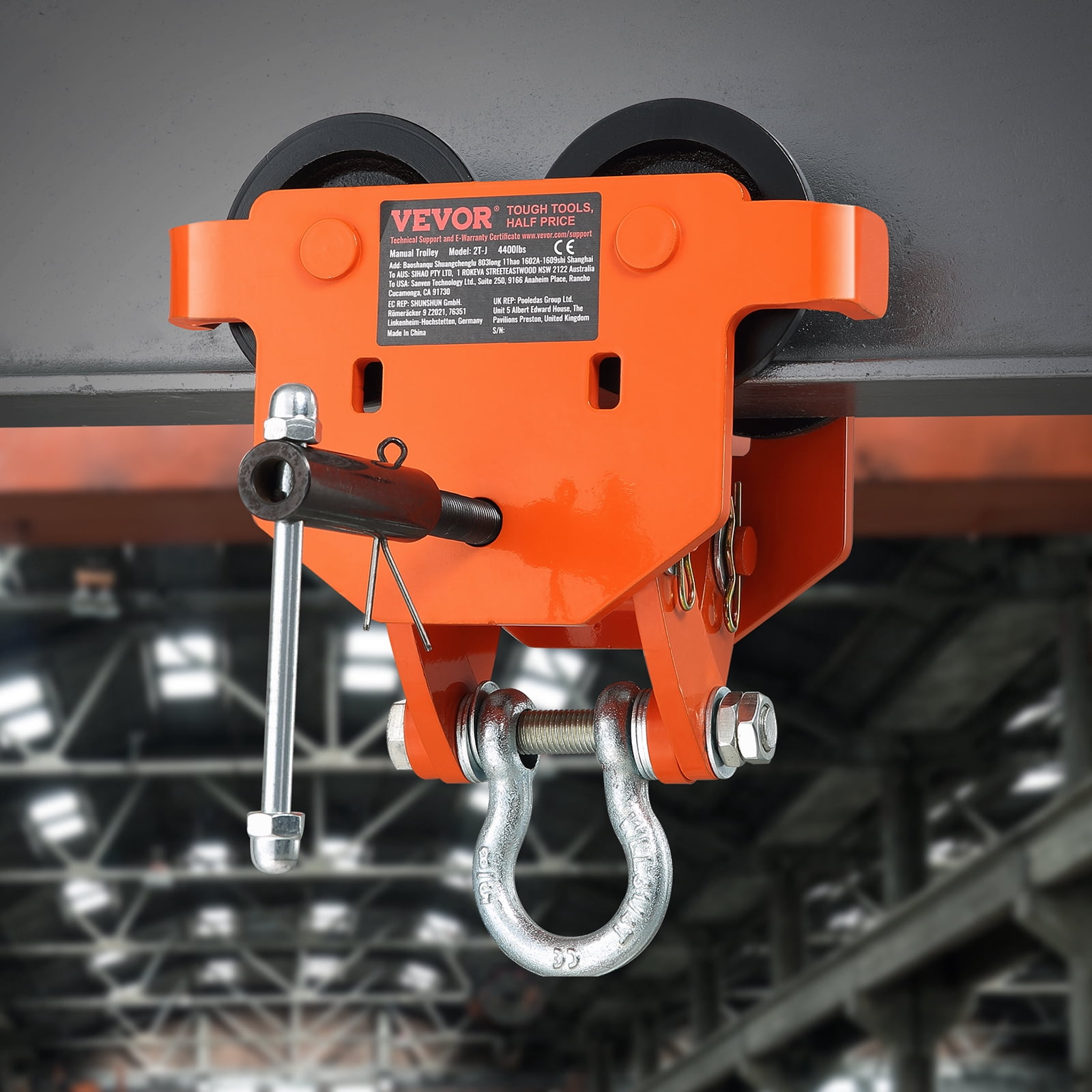 KFFKFF Push Beam Trolley Manual Trolley 4400 lbs/2 Ton Load 2.8"-6.7 ...