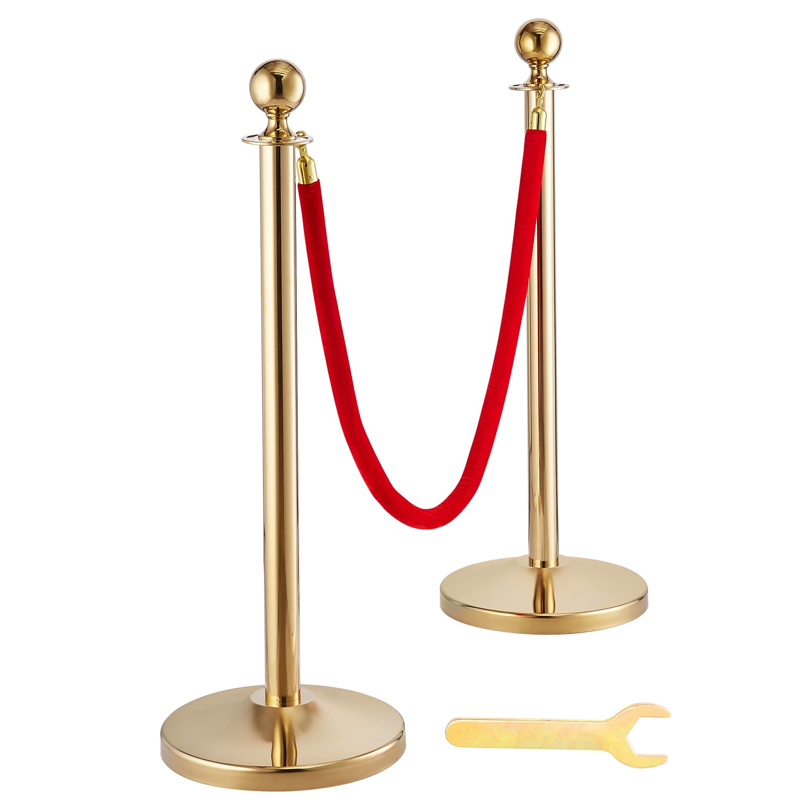 KFFKFF Queue Management Poles with Plush Cord, Set of 4, Along with 2 ...