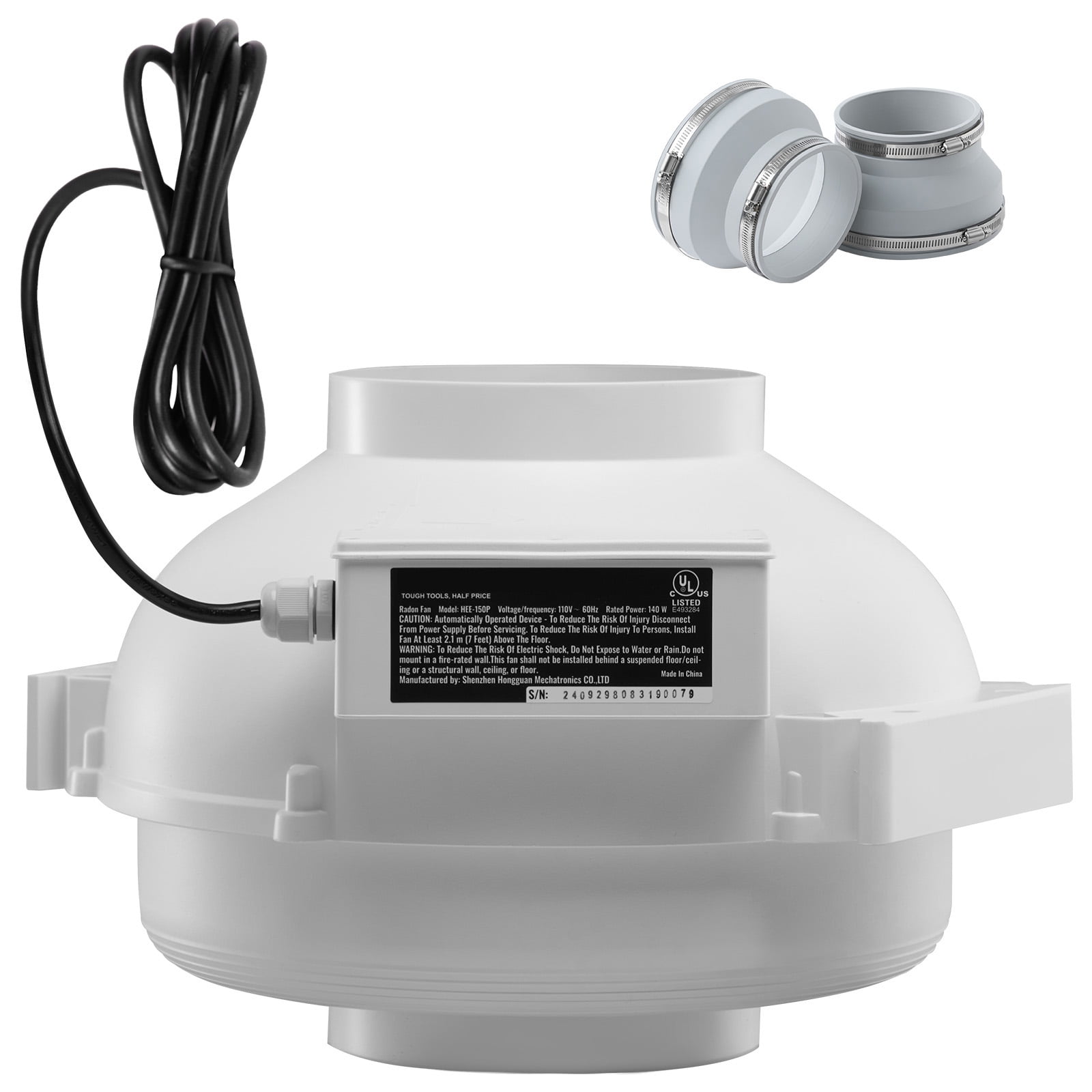 KFFKFF Radon Mitigation Fan System, 4 to 4.5 inch, Silent 380 CFM Kit ...