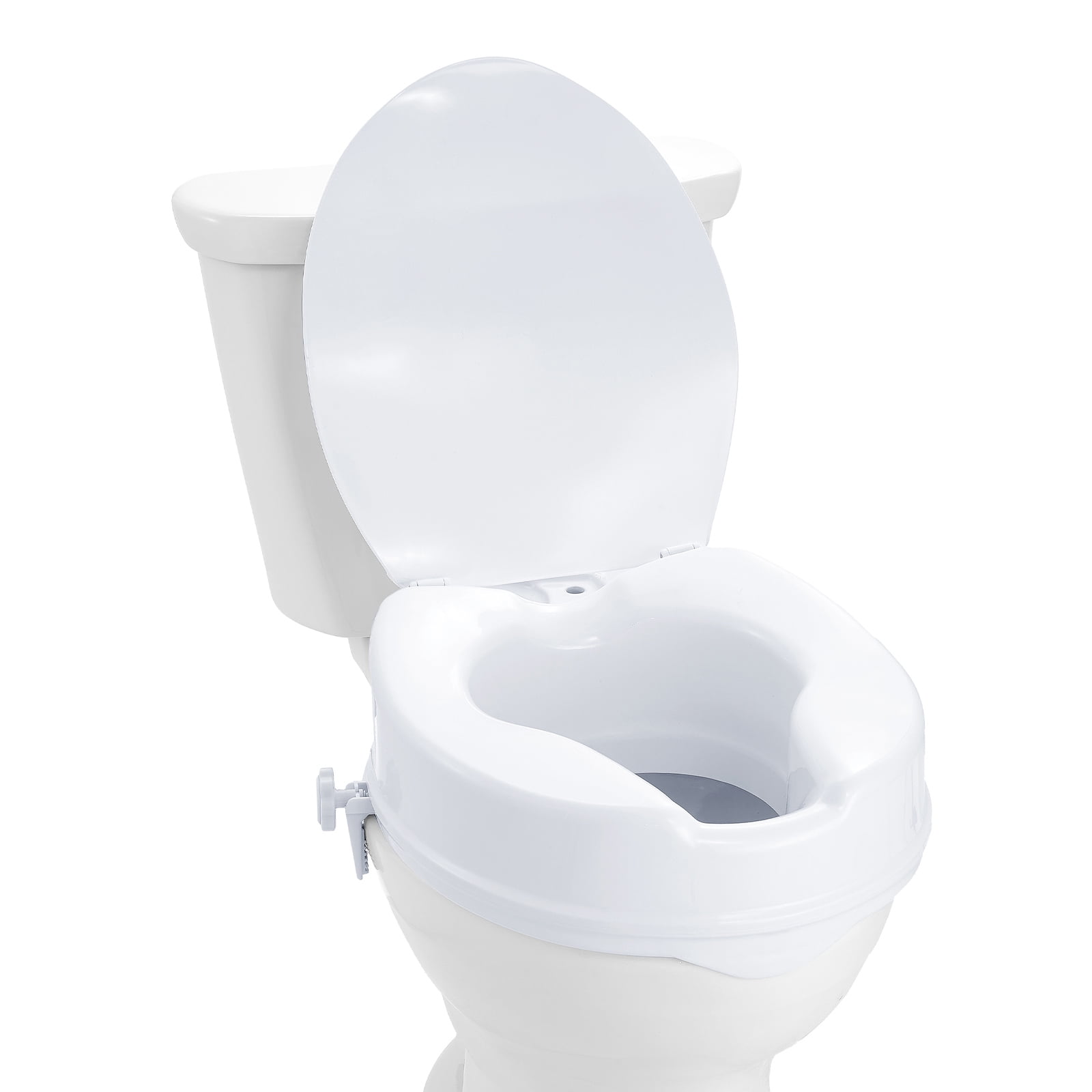 KFFKFF Raised Toilet Seat, 4" Increase in Height, Supports up to 300 ...